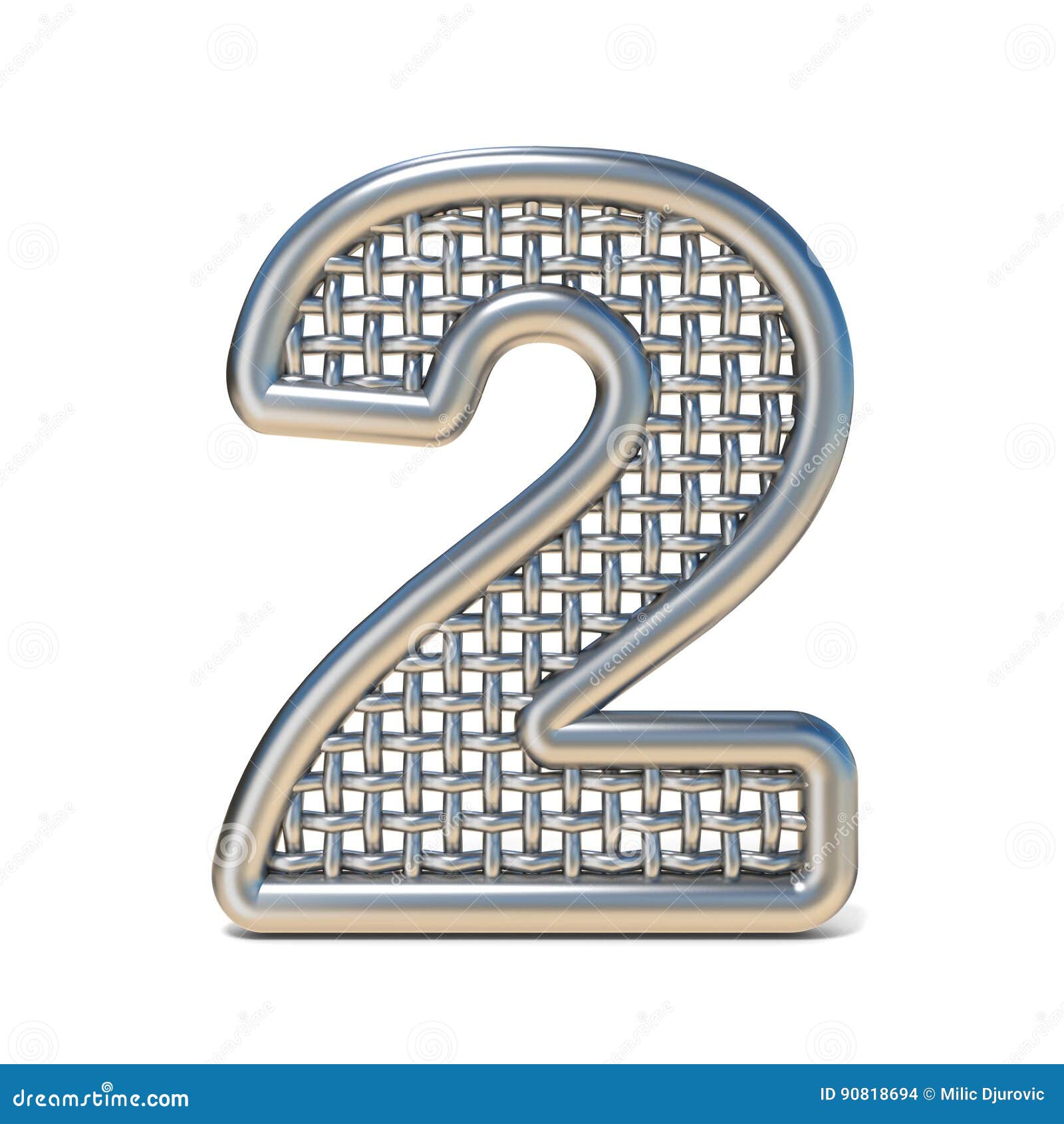Outlined Metal Wire Mesh Font Number 2 TWO 3D Stock Illustration ...