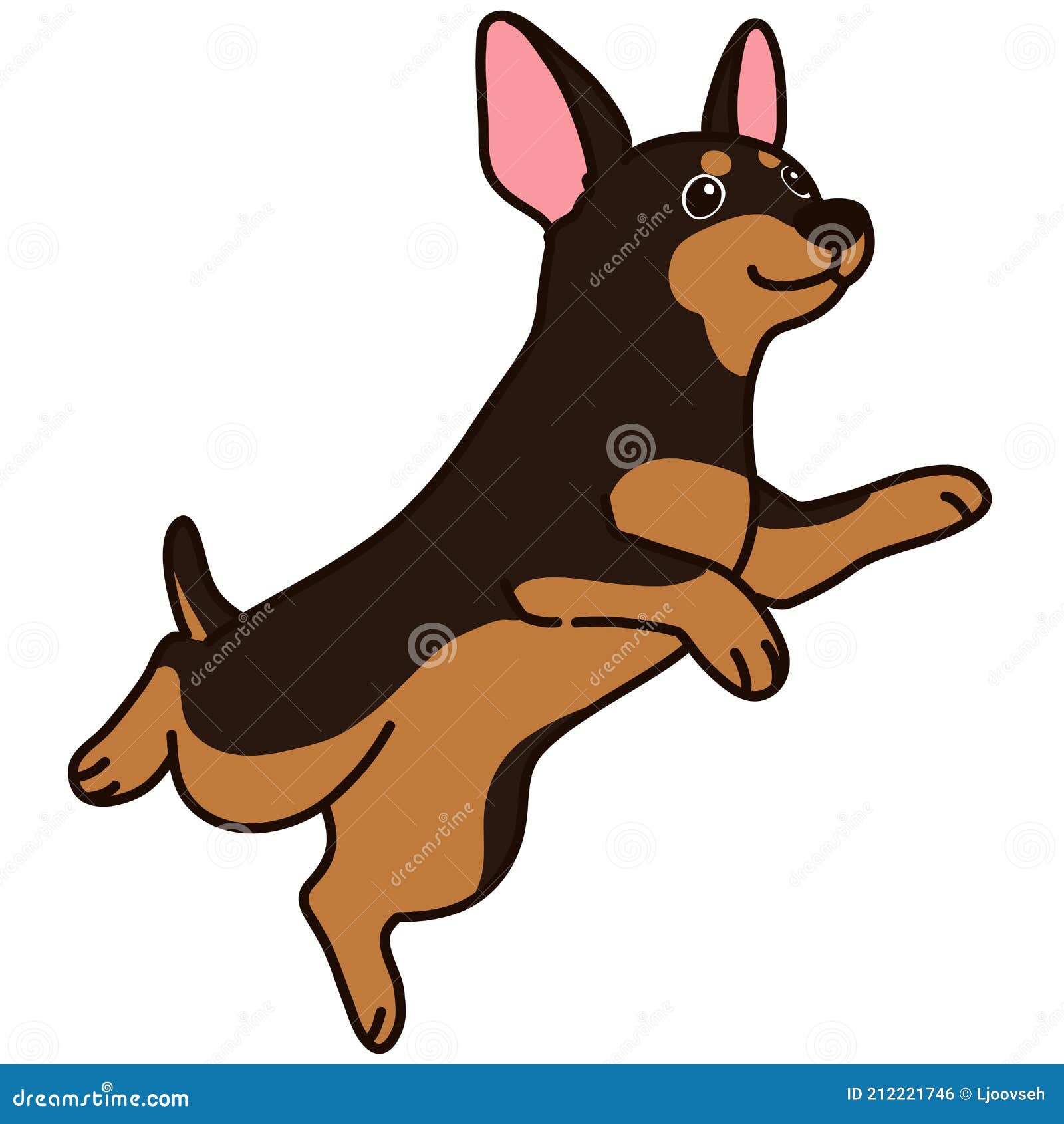Outlined Miniature Pinscher Jumping and Playing Stock Vector ...