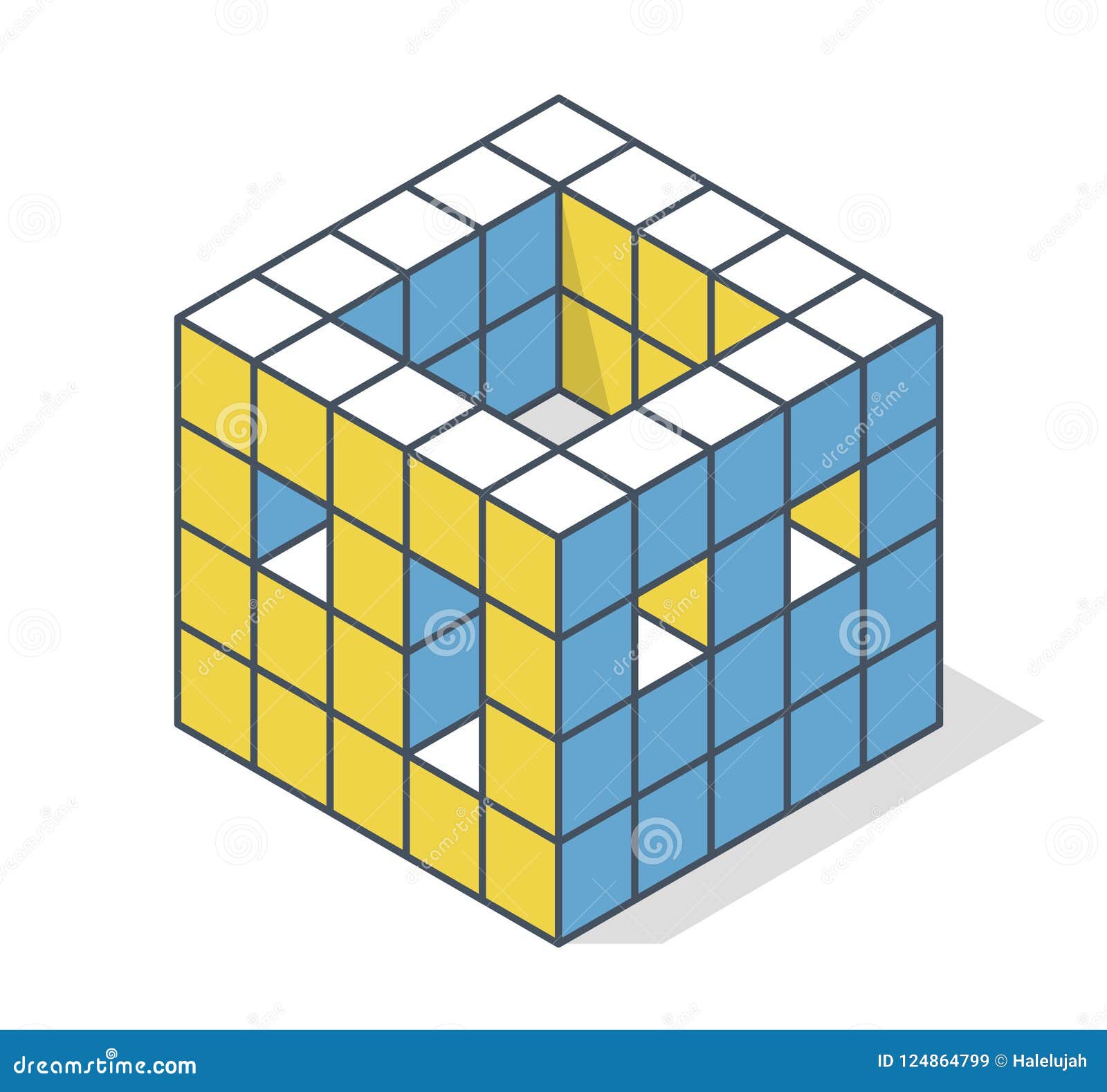 Outlined Minimalistic Block Shape Like Building. Vector Cube Shape ...