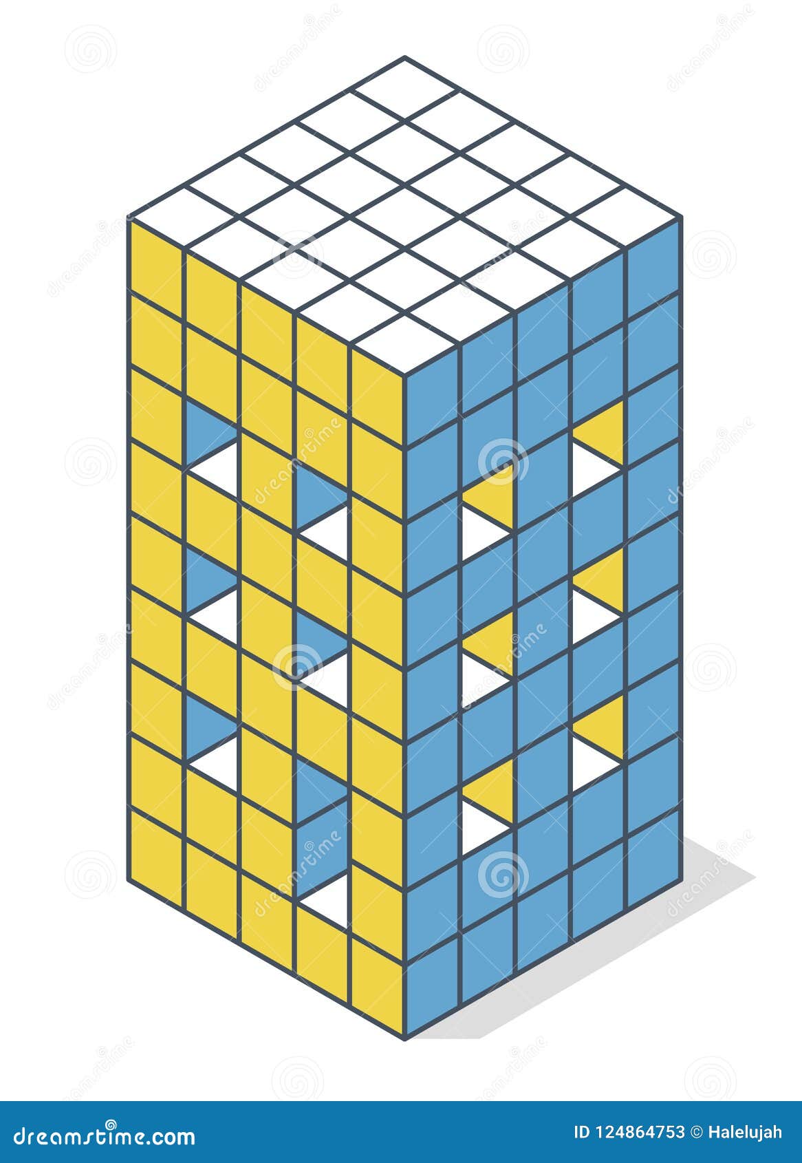 Outlined Minimalistic Block Shape Like Building. Vector Cube Shape ...