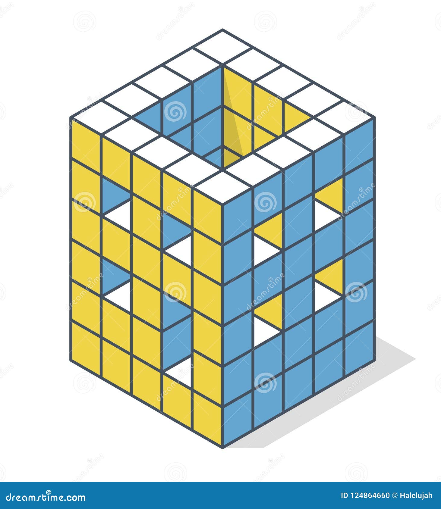 Outlined Minimalistic Block Shape Like Building. Vector Cube Shape ...