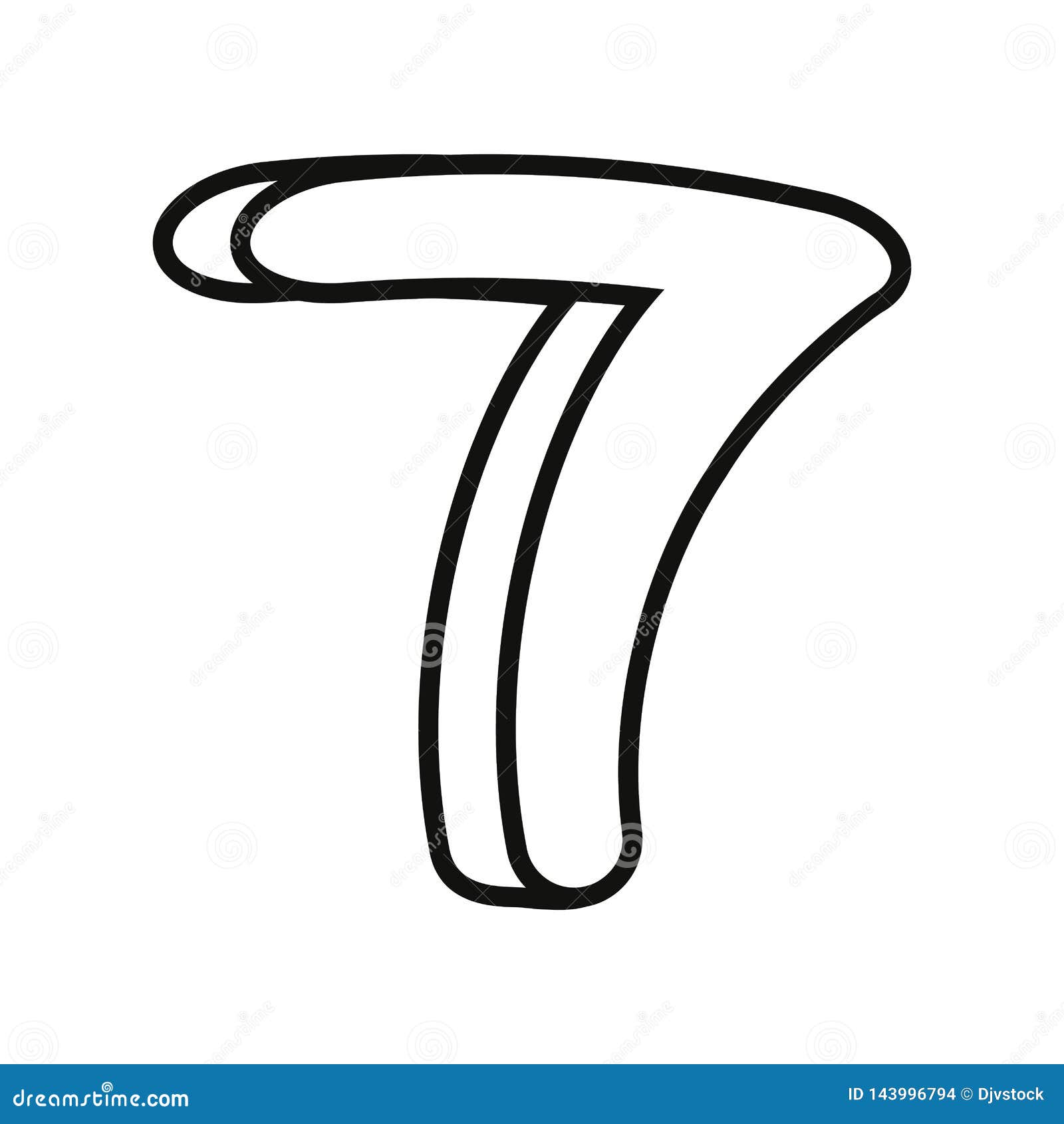 Outlined Number on White Background Stock Illustration - Illustration ...