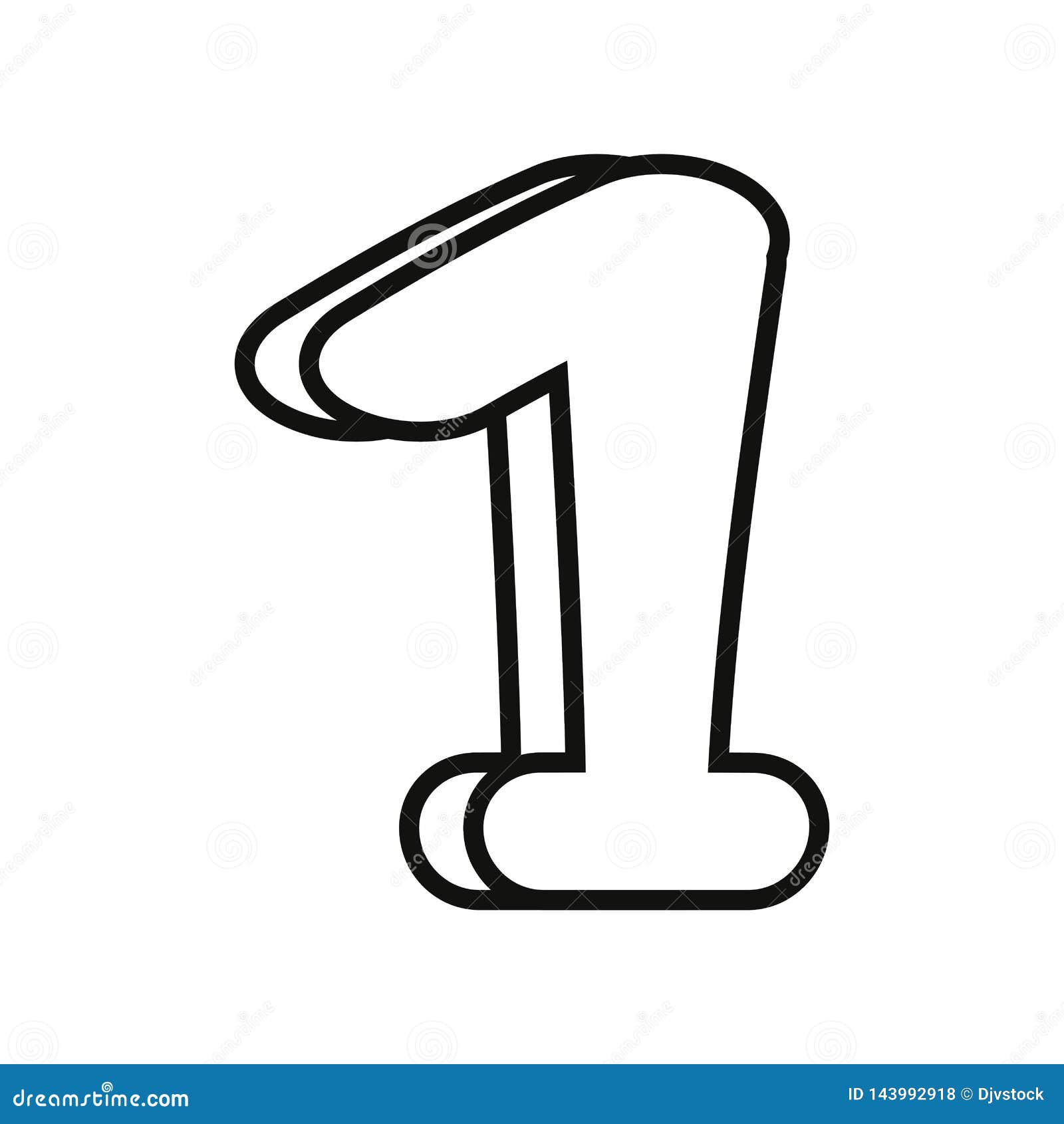 Outlined Number on White Background Stock Illustration - Illustration ...