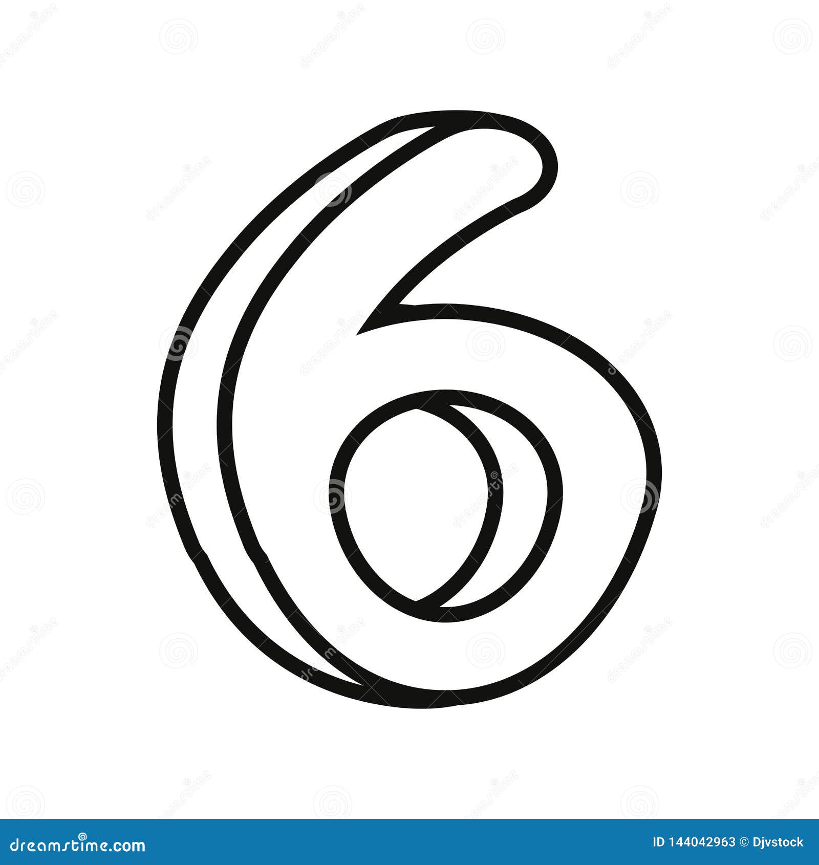 Outlined Number on White Background Stock Illustration - Illustration ...