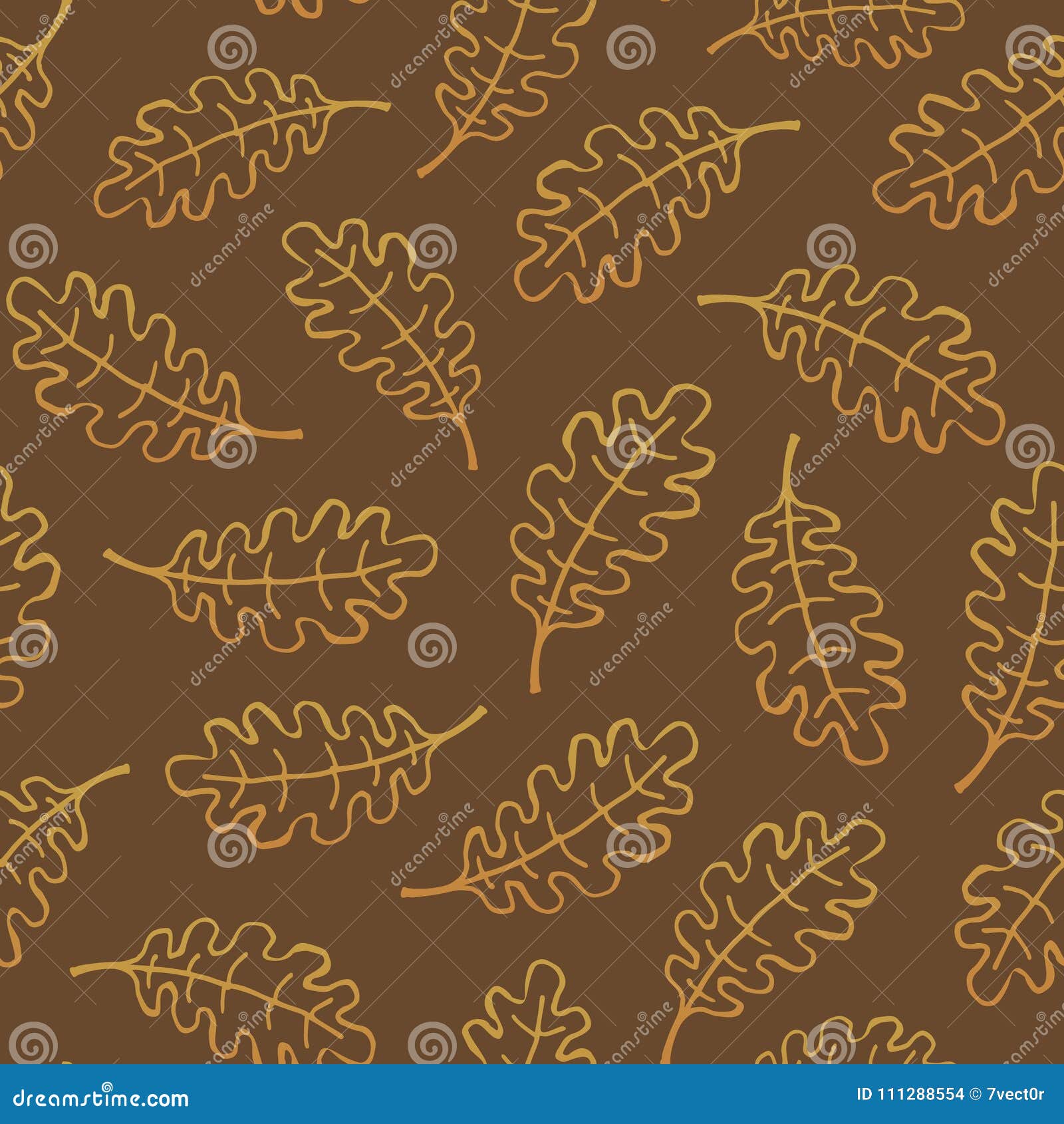 Outlined Oak Tree Leaves Seamless Pattern Repeatable Texture Stock ...