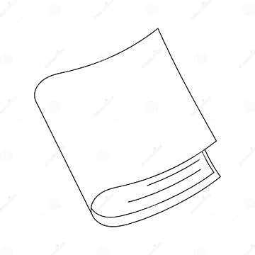 Outlined Open Book Bending with White Pages Vector Stock Illustration ...