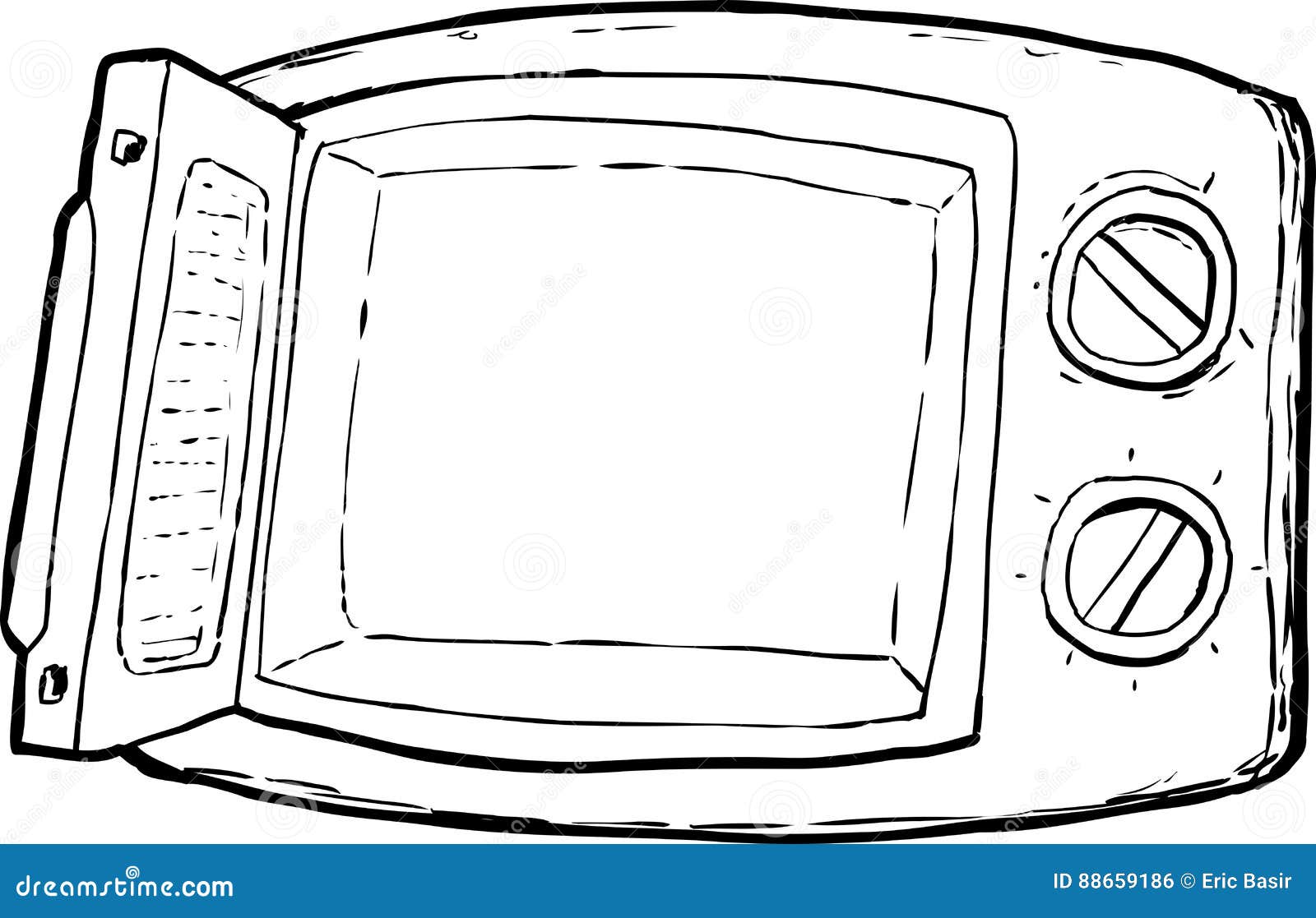 Outlined Open Microwave Oven Cartoon Stock Illustration - Illustration ...