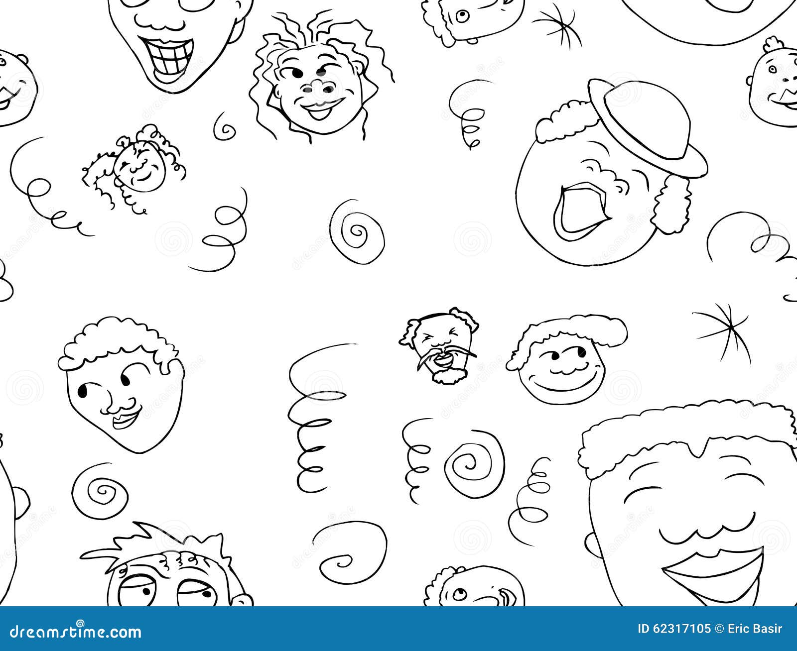 Outlined Pattern of Happy People Stock Illustration - Illustration of ...