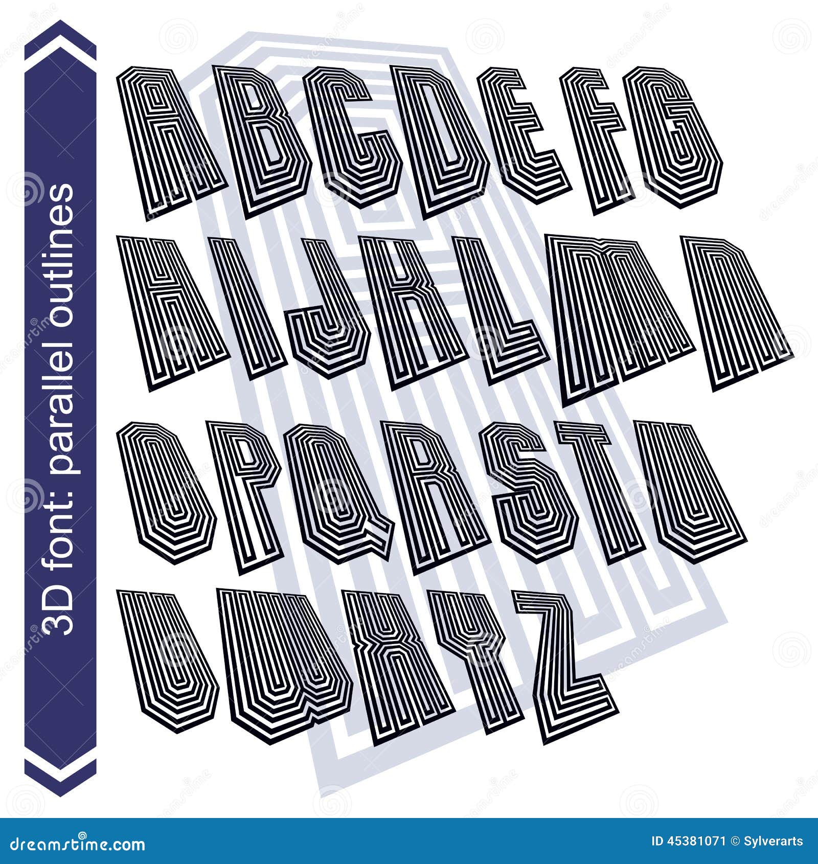 Outlined Rotated Vector Font, 3d Letters Set. | CartoonDealer.com #45380011