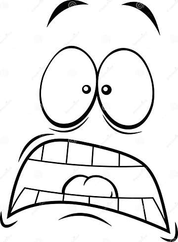 Outlined Scared Cartoon Funny Face with Panic Expression Stock Vector ...