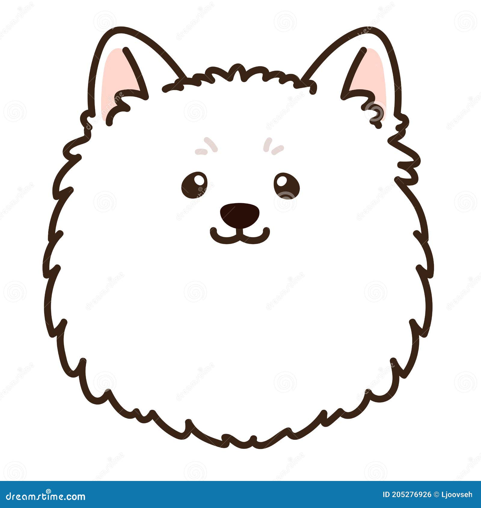 Outlined Simple and Adorable Japanese Spitz Front Head Illustration ...