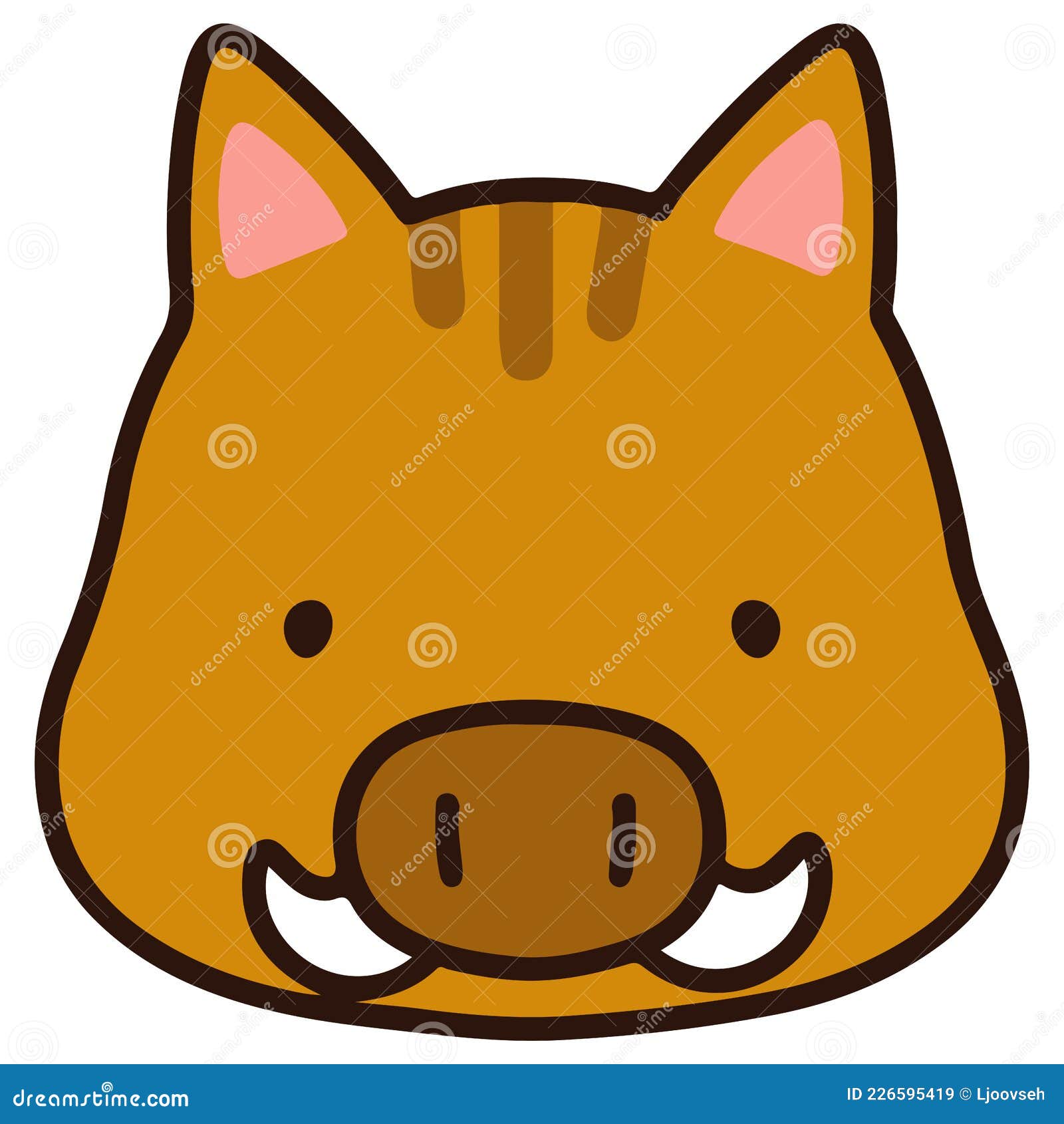 Outlined Simple and Cute Boar Stock Vector - Illustration of doodle ...