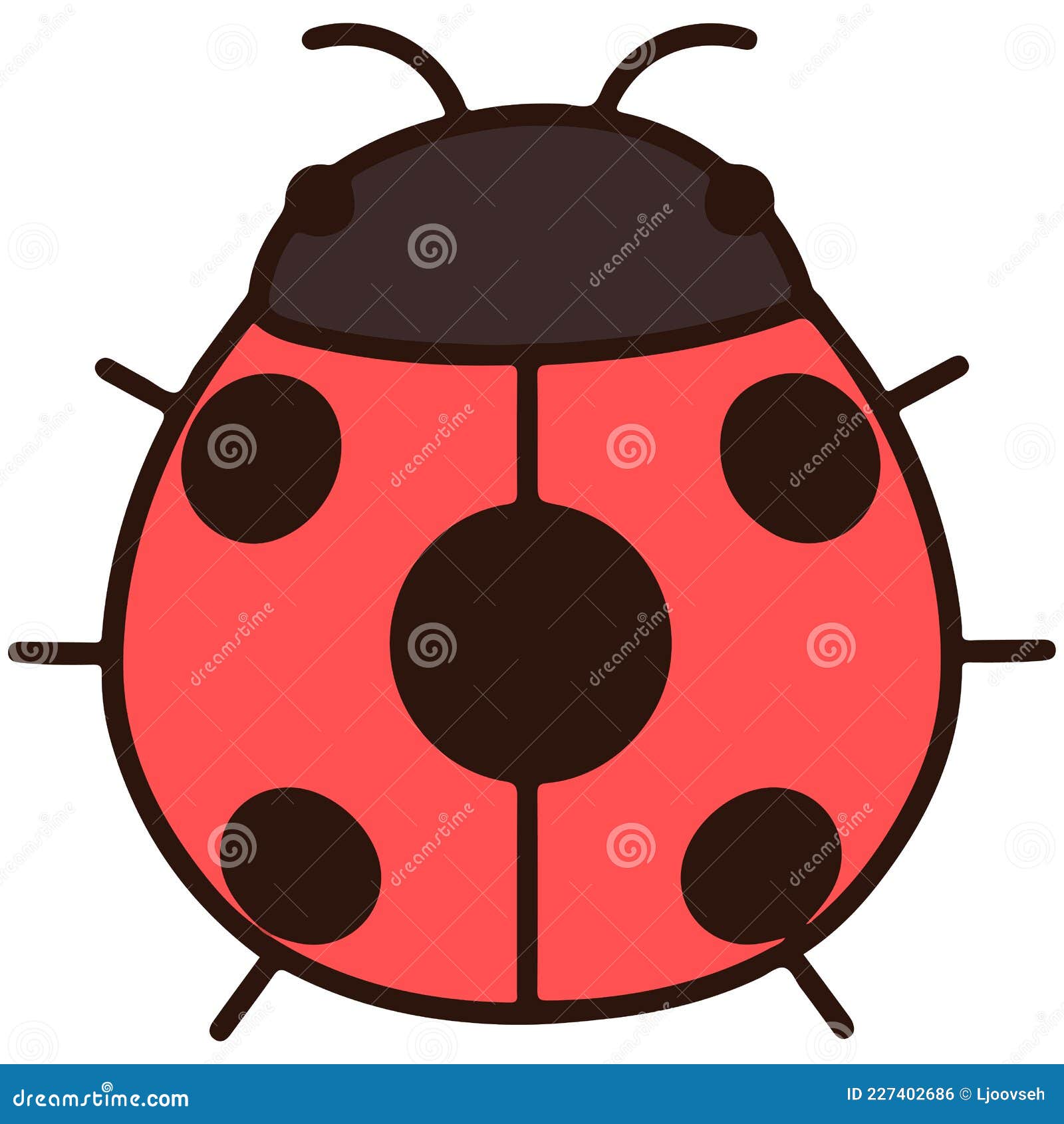 Outlined Simple and Cute Ladybug Stock Vector - Illustration of symbol ...