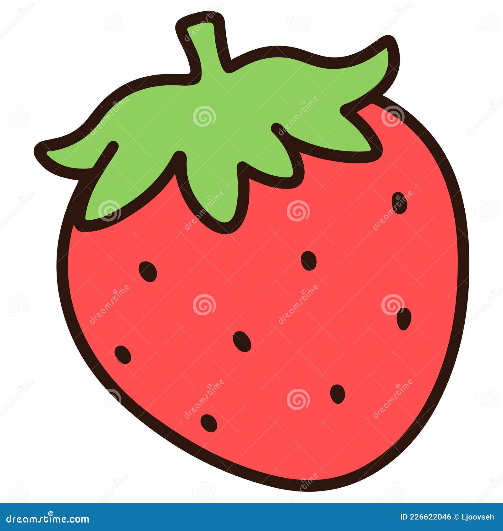 Outlined Simple and Cute Strawberry Stock Vector - Illustration of ...