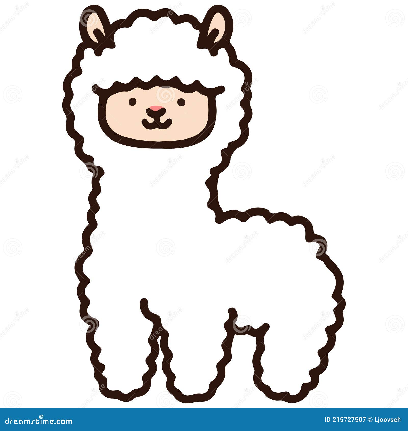 Outlined Simple and Cute White Alpaca Stock Vector - Illustration of ...