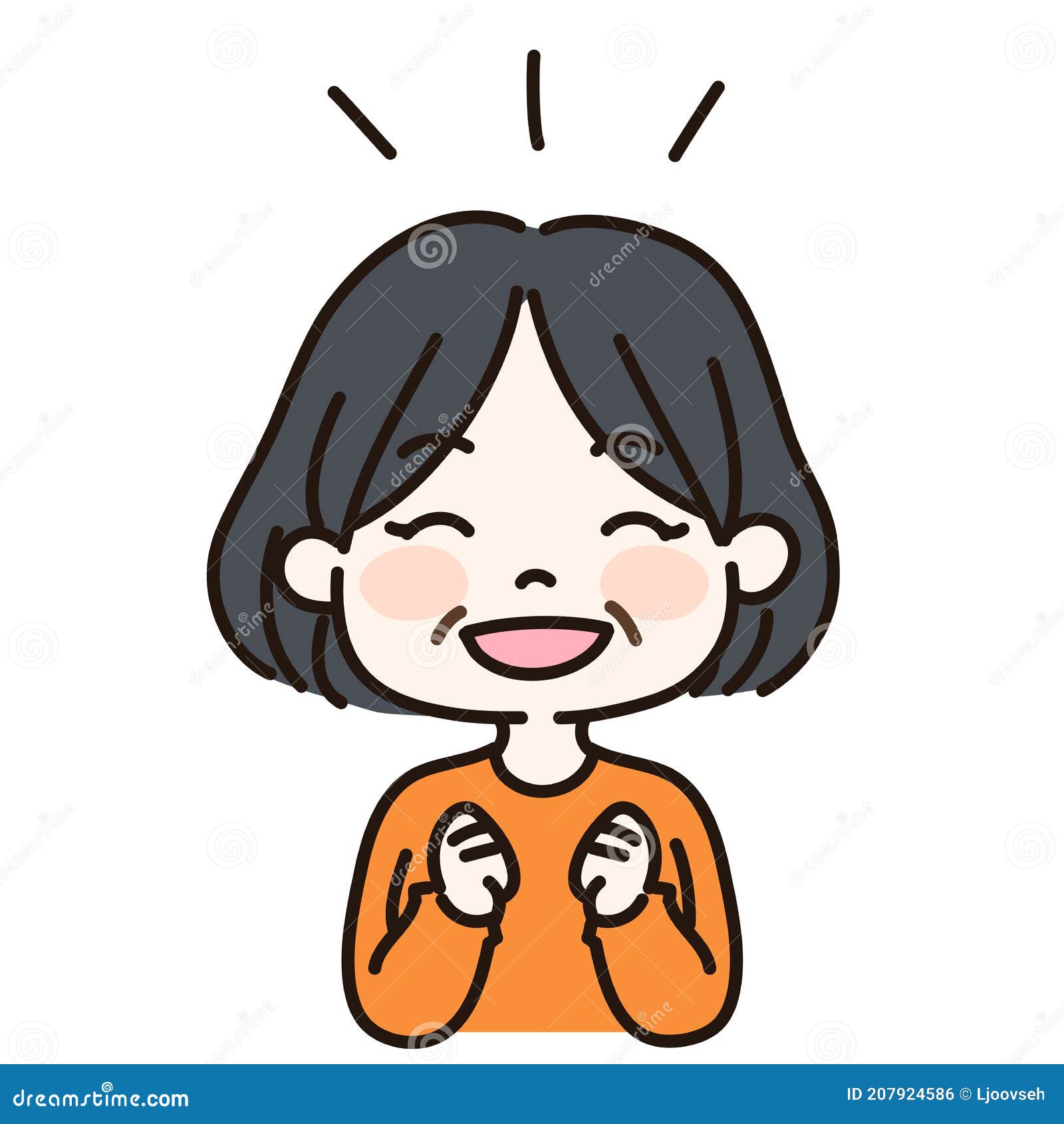 Outlined Simple Female Character Cheering Stock Vector - Illustration ...