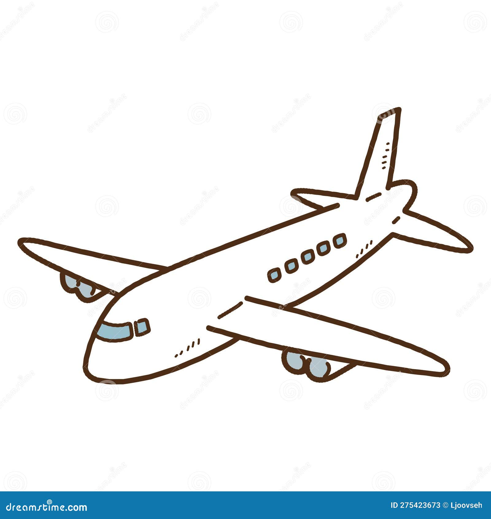 Outlined Simple White Airplane Illustration Stock Vector - Illustration ...