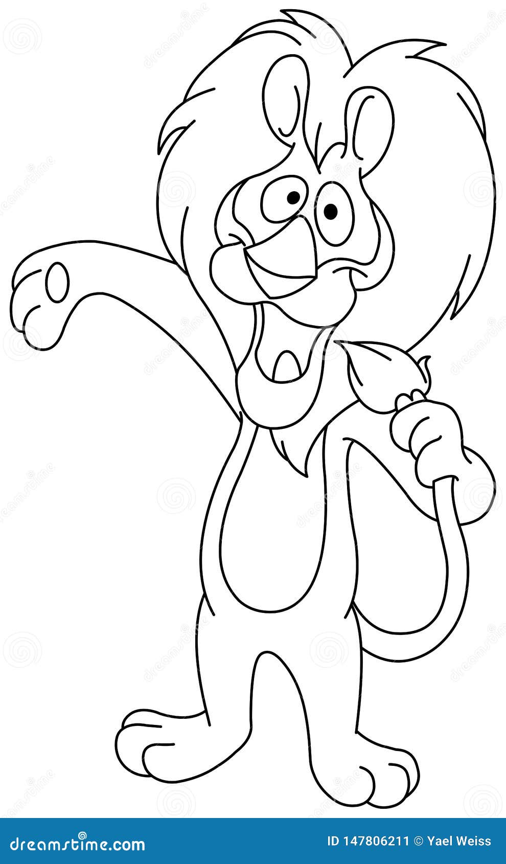 Outlined singing lion stock vector. Illustration of funny - 147806211
