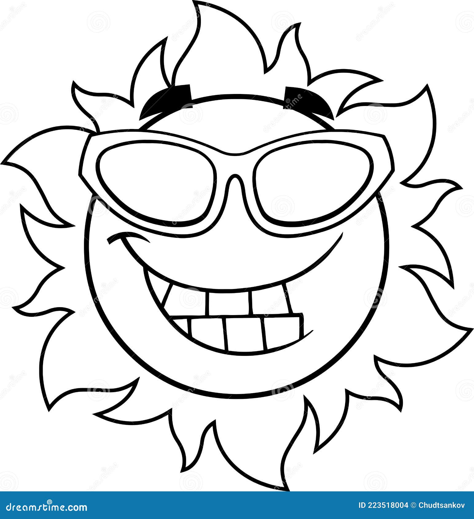 Outlined Smiling Sun Cartoon Character with Sunglasses Stock Vector ... Outlined Smiling Sun Cartoon Character with Sunglasses Stock Vector ...