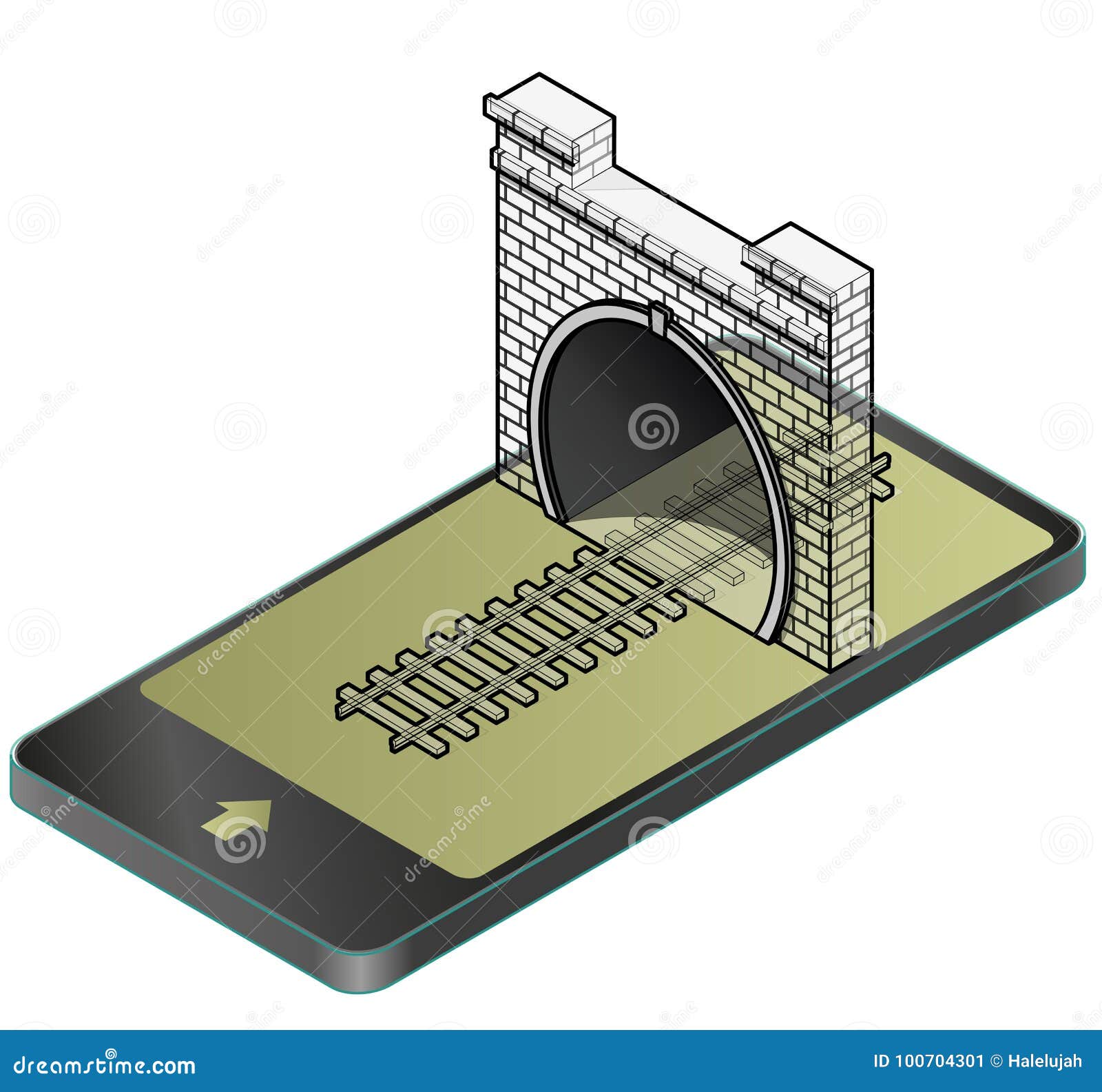 Outlined Vector Low Poly Stone Tunnel with Asphalt Road in Mobile Phone ... Outlined Vector Low Poly Stone Tunnel with Asphalt Road in Mobile Phone ...
