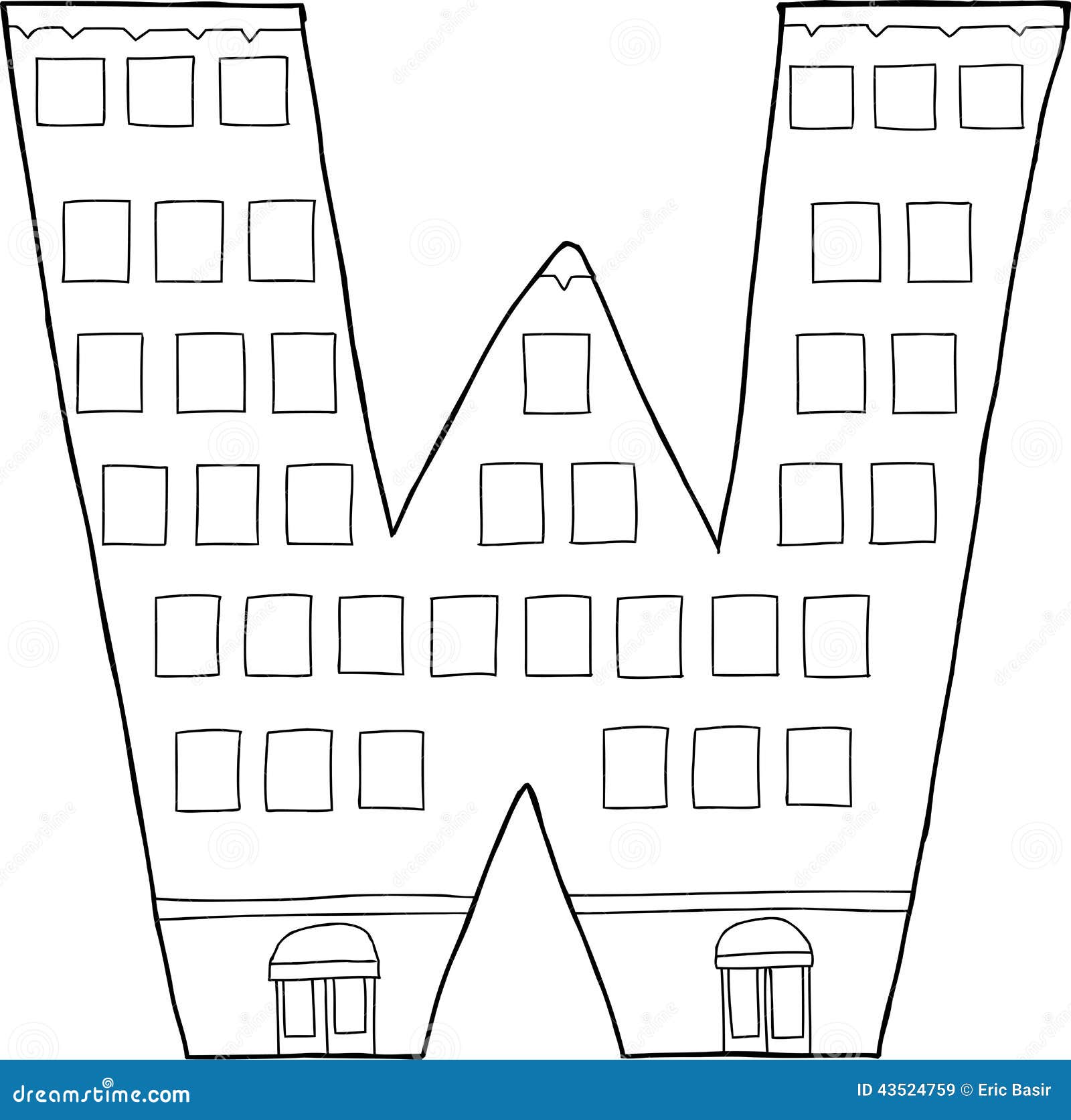 Outlined W Hotel Buidling stock vector. Illustration of shape - 43524759
