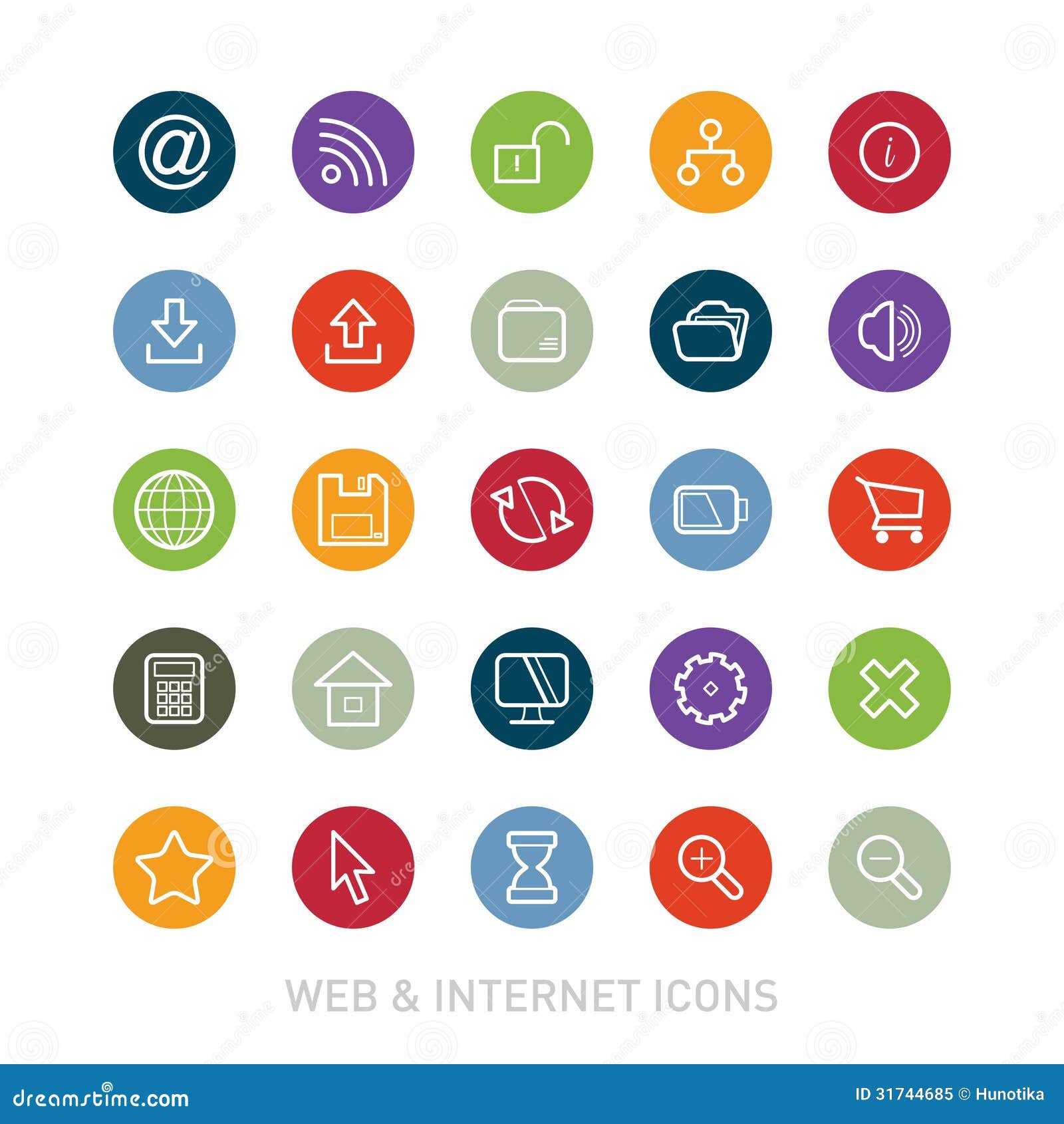 Outlined Web and Internet Icon Set Stock Illustration - Illustration of ...