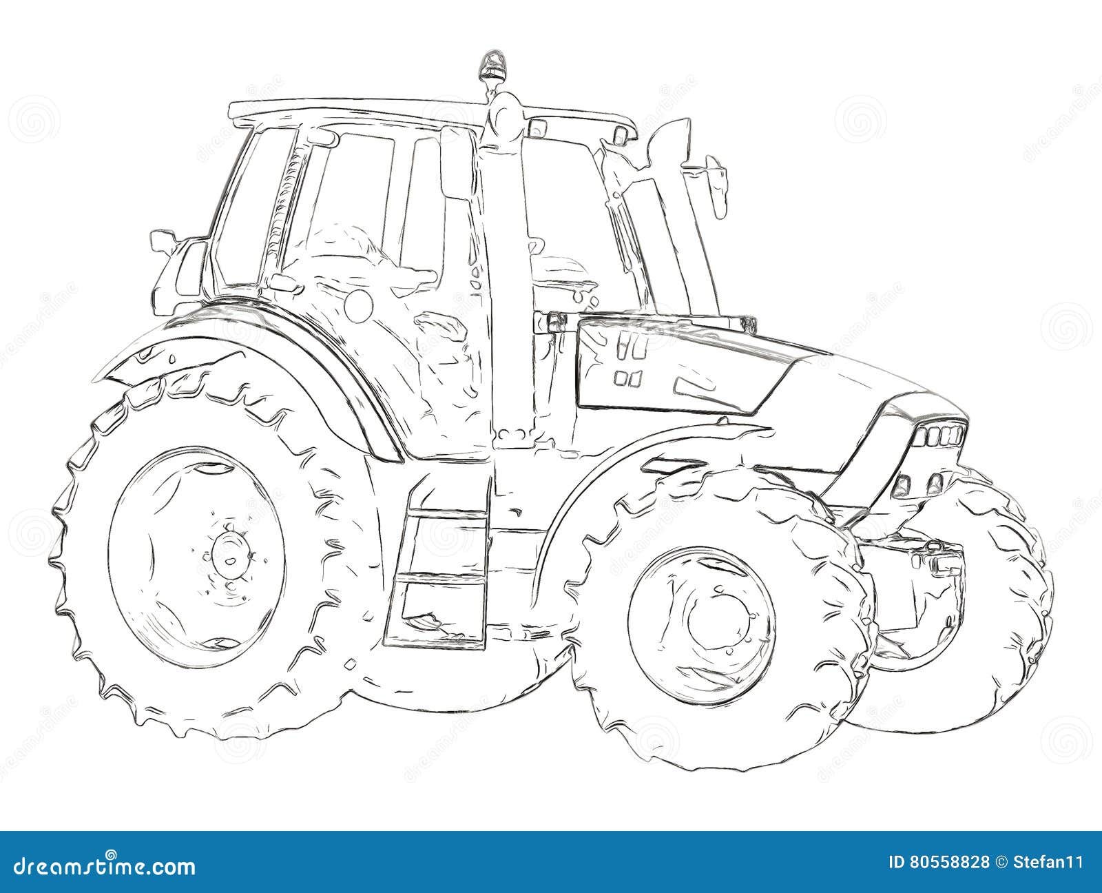 Outlines of the Agricultural Tractor Stock Illustration - Illustration ...