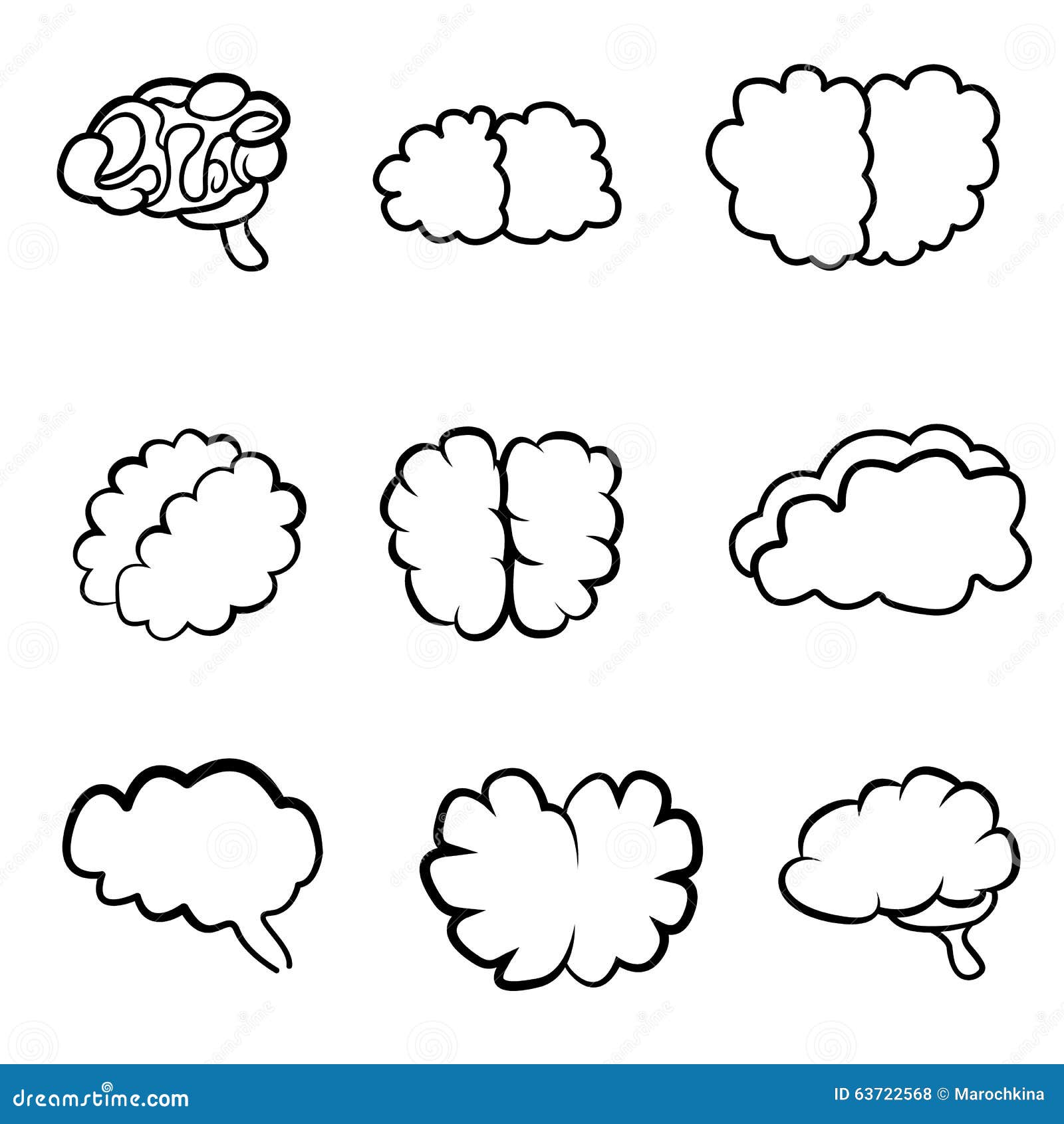 Outlines of the brain stock illustration. Illustration of line - 63722568