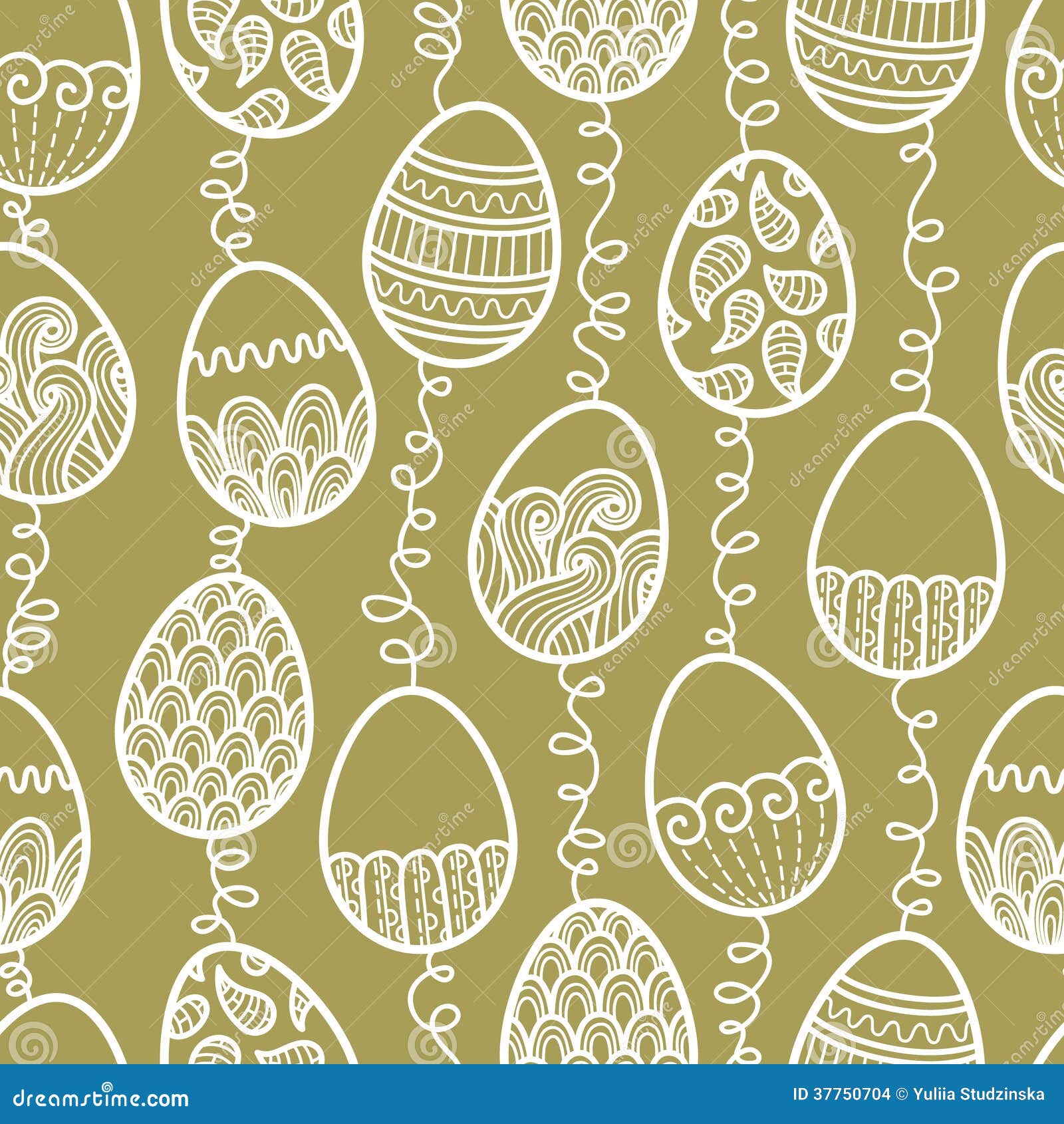 Outlines Doodle Easter Pattern. Stock Vector - Illustration of ornate, charming: 37750704