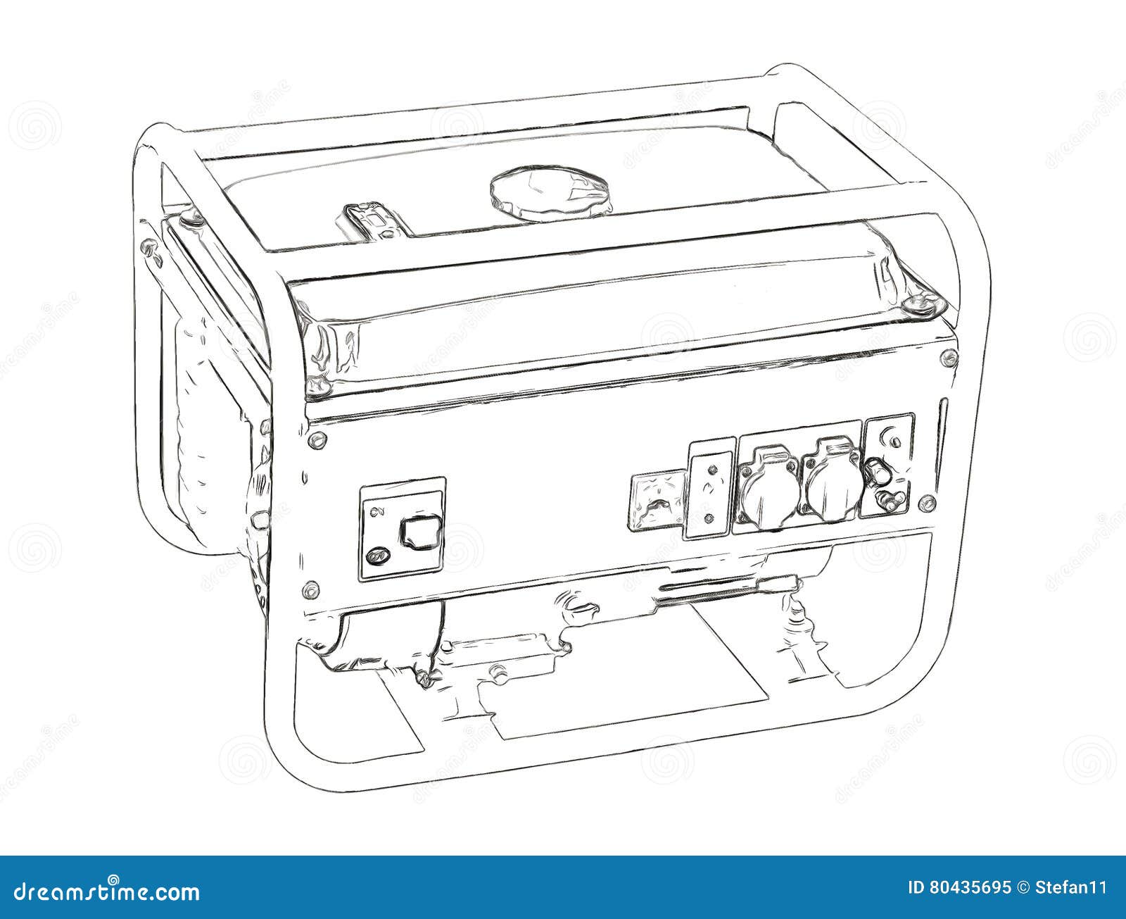 Outlines of the generator stock illustration. Illustration of wattage ...