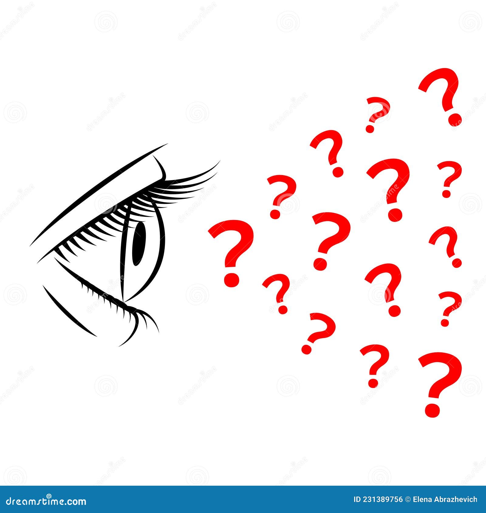 Outlines of Human Eye and Plenty of Red Question Marks Stock Vector ...