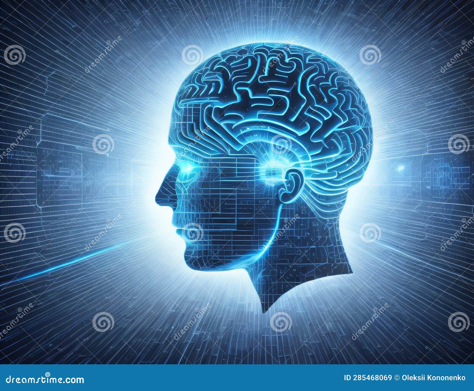 Outlines of Human Head, Abstract Designs, Connected To Themes of Modern ...