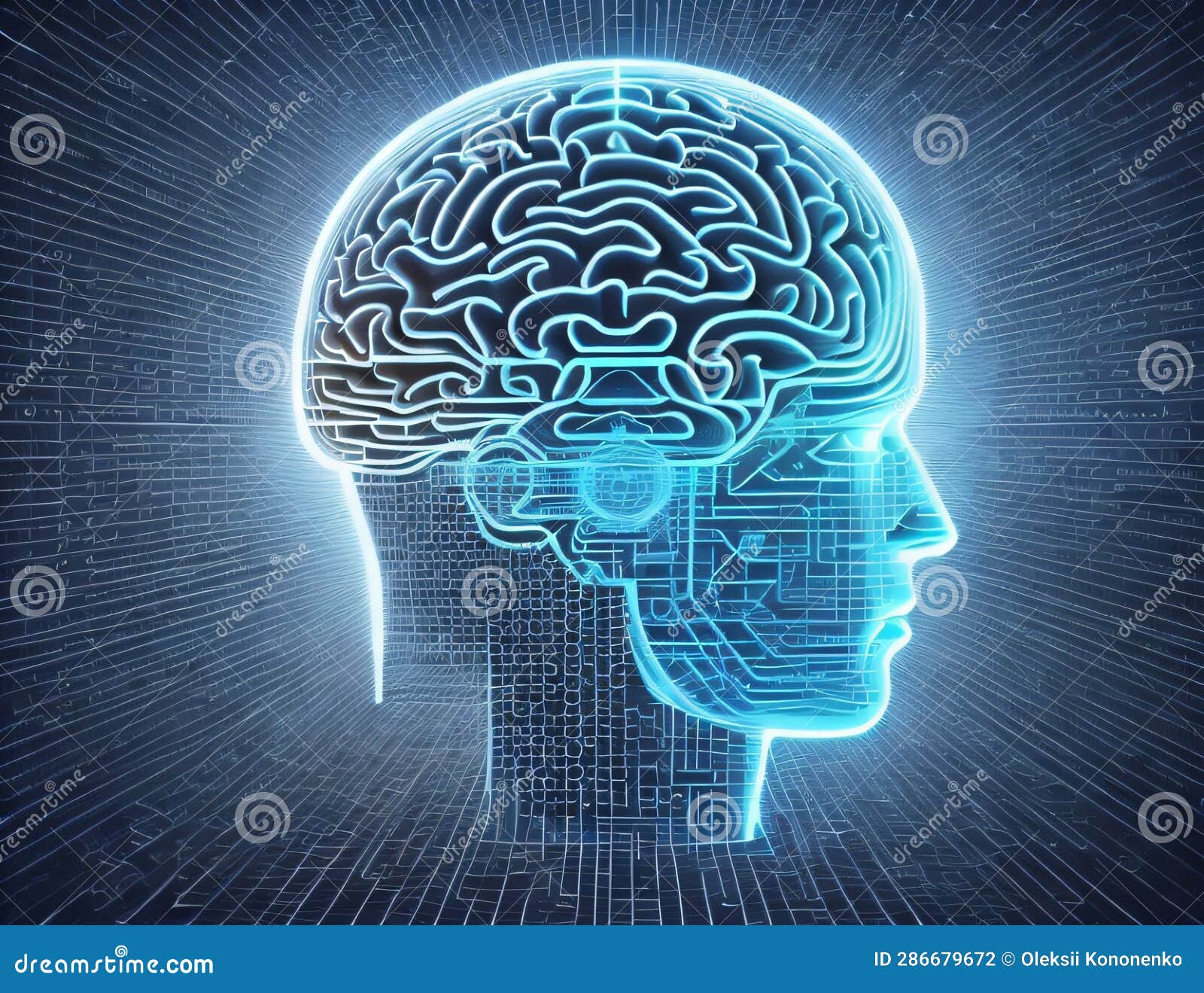 Outlines of Human Head, Lights, and Abstract Designs, Suggestive of ...