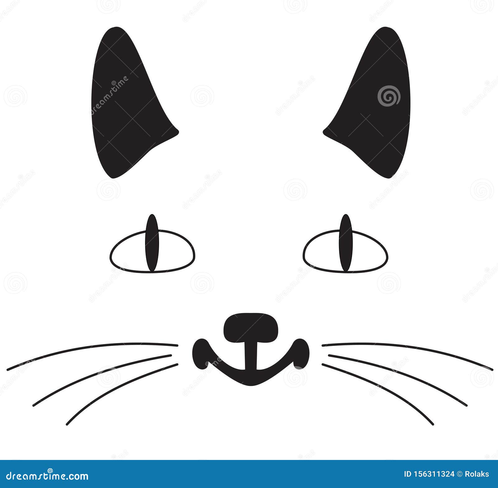 Outlines of a Muzzle of a Cat Stock Vector - Illustration of muzzle ...