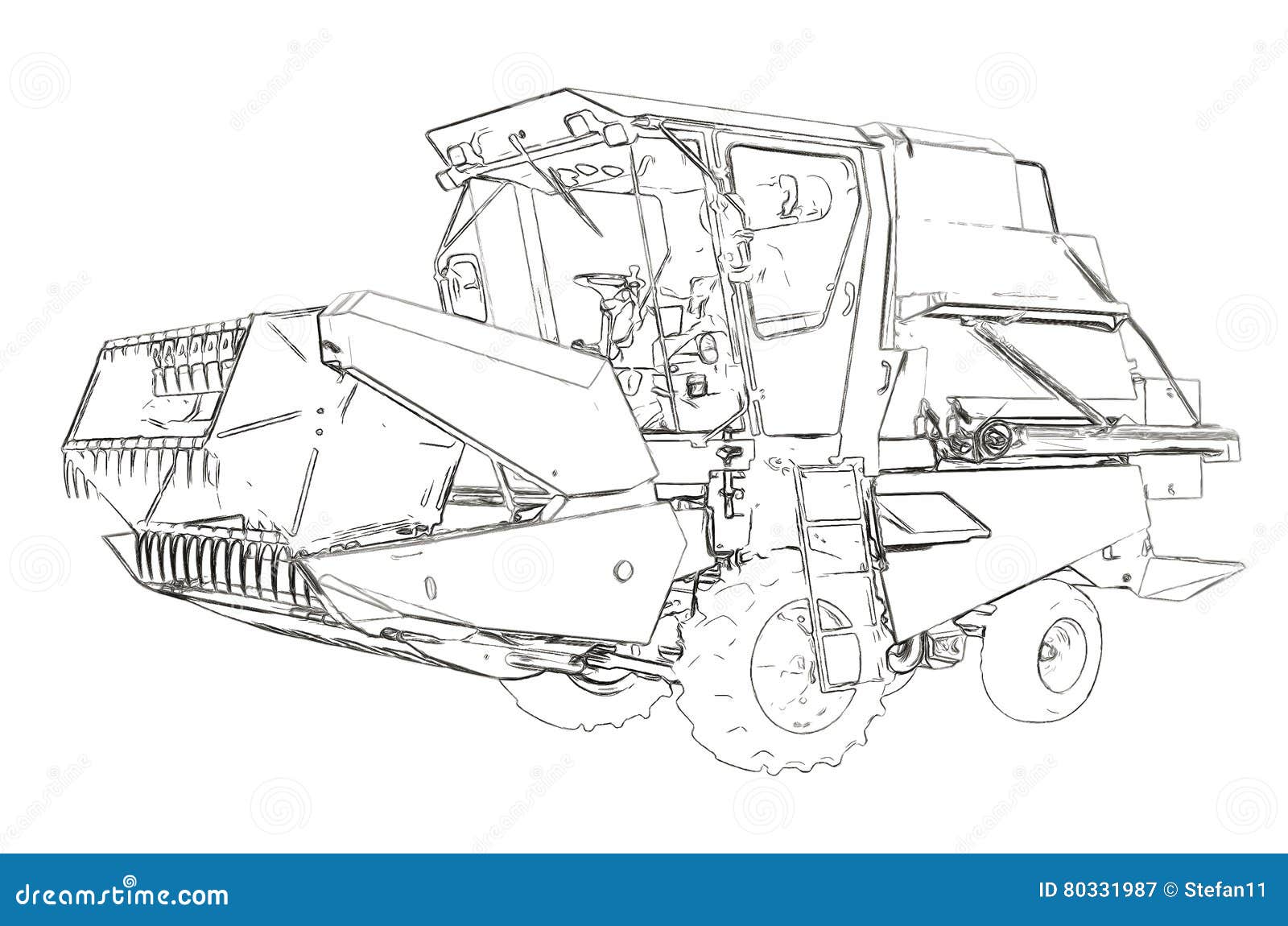 Agricultural Harvester, Combine Farm Vehicle Vector Illustration On A ...