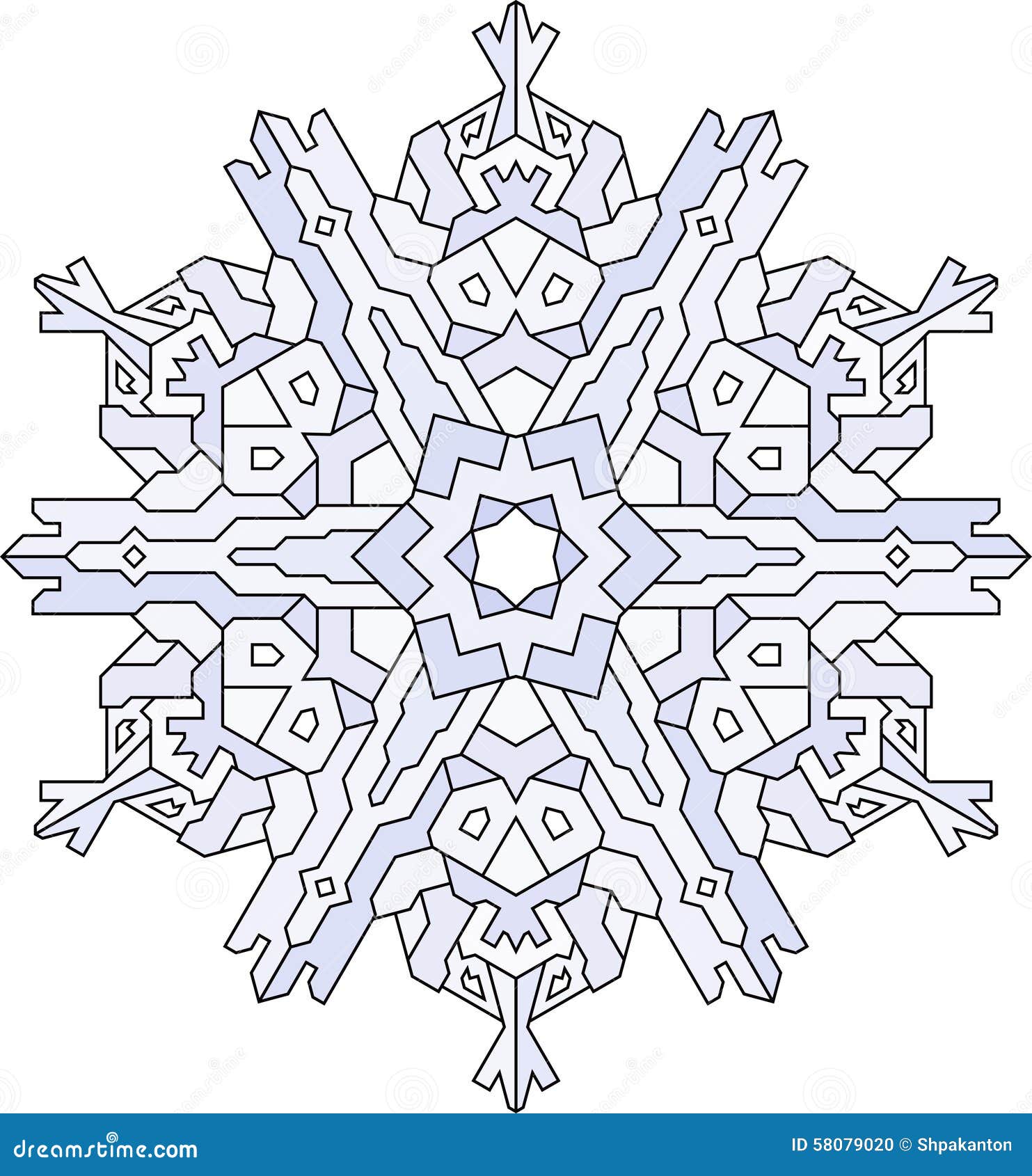 Outlines of Snowflake in Mono Line Style. Vector Geometric Patte Stock ...