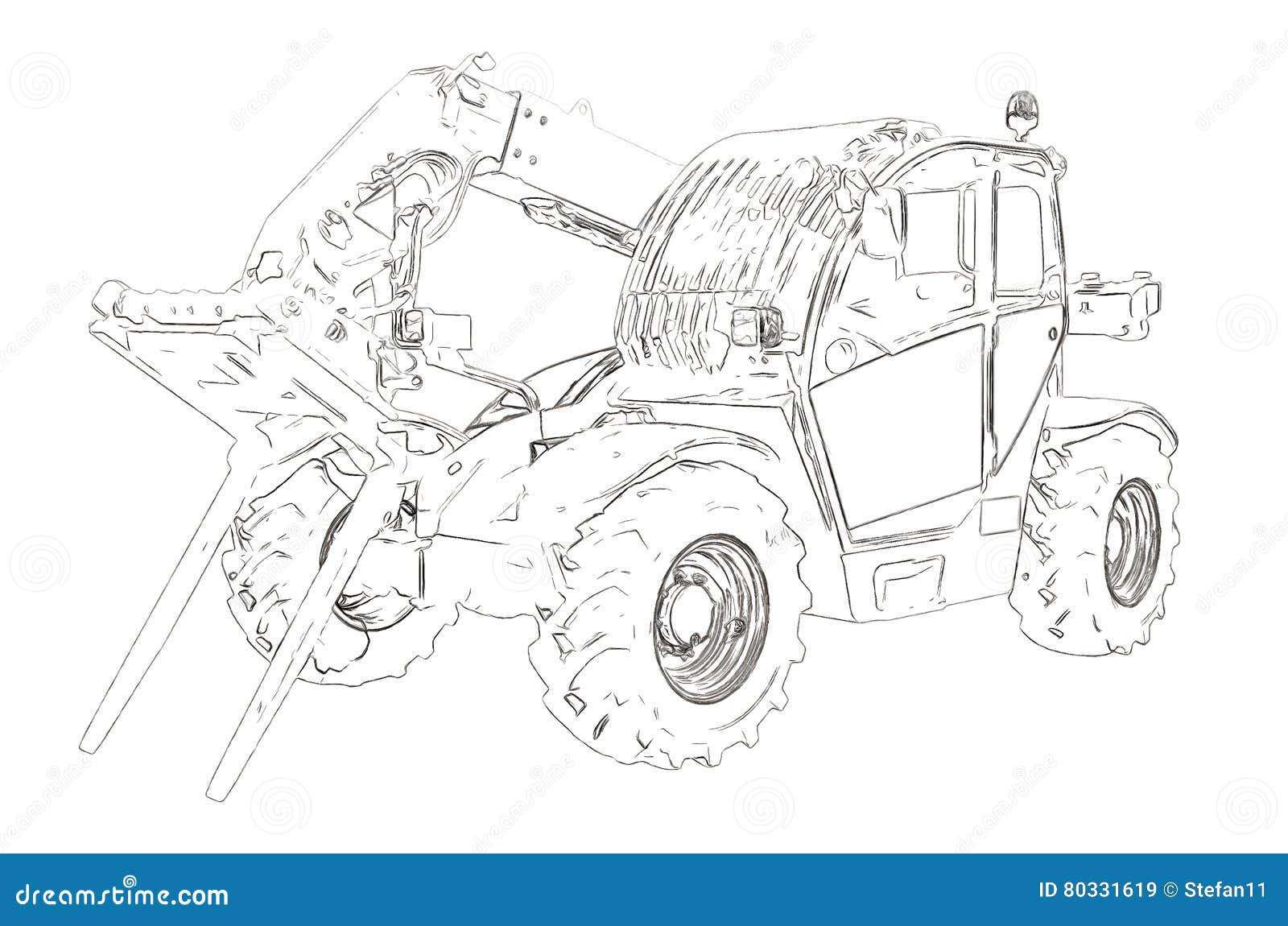 Outlines of the Telescopic Handler Stock Illustration - Illustration of ...