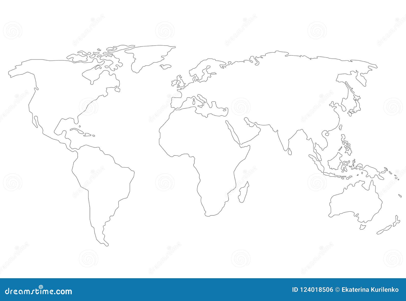 Outlines World map stock vector. Illustration of editable - 124018506