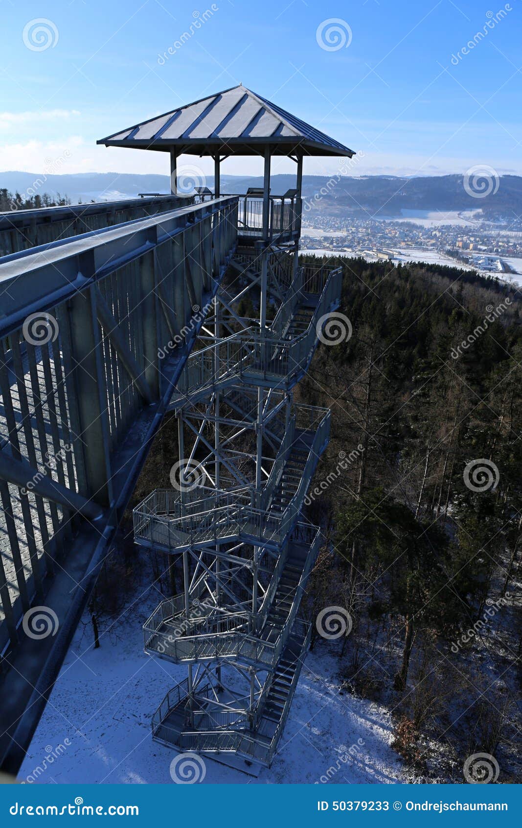 Outlook Tower with the Bridge Stock Image - Image of snow, forest: 50379233
