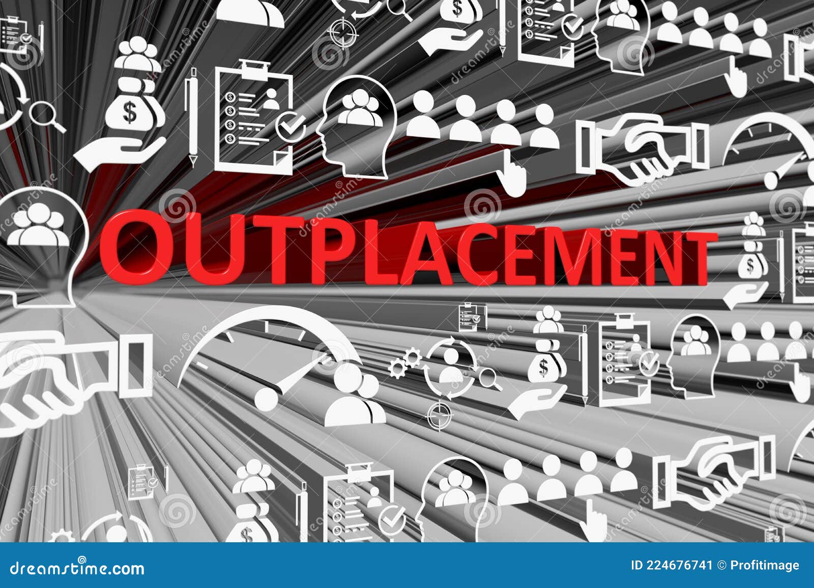 OUTPLACEMENT Concept White Background 3d Royalty-Free Cartoon ...