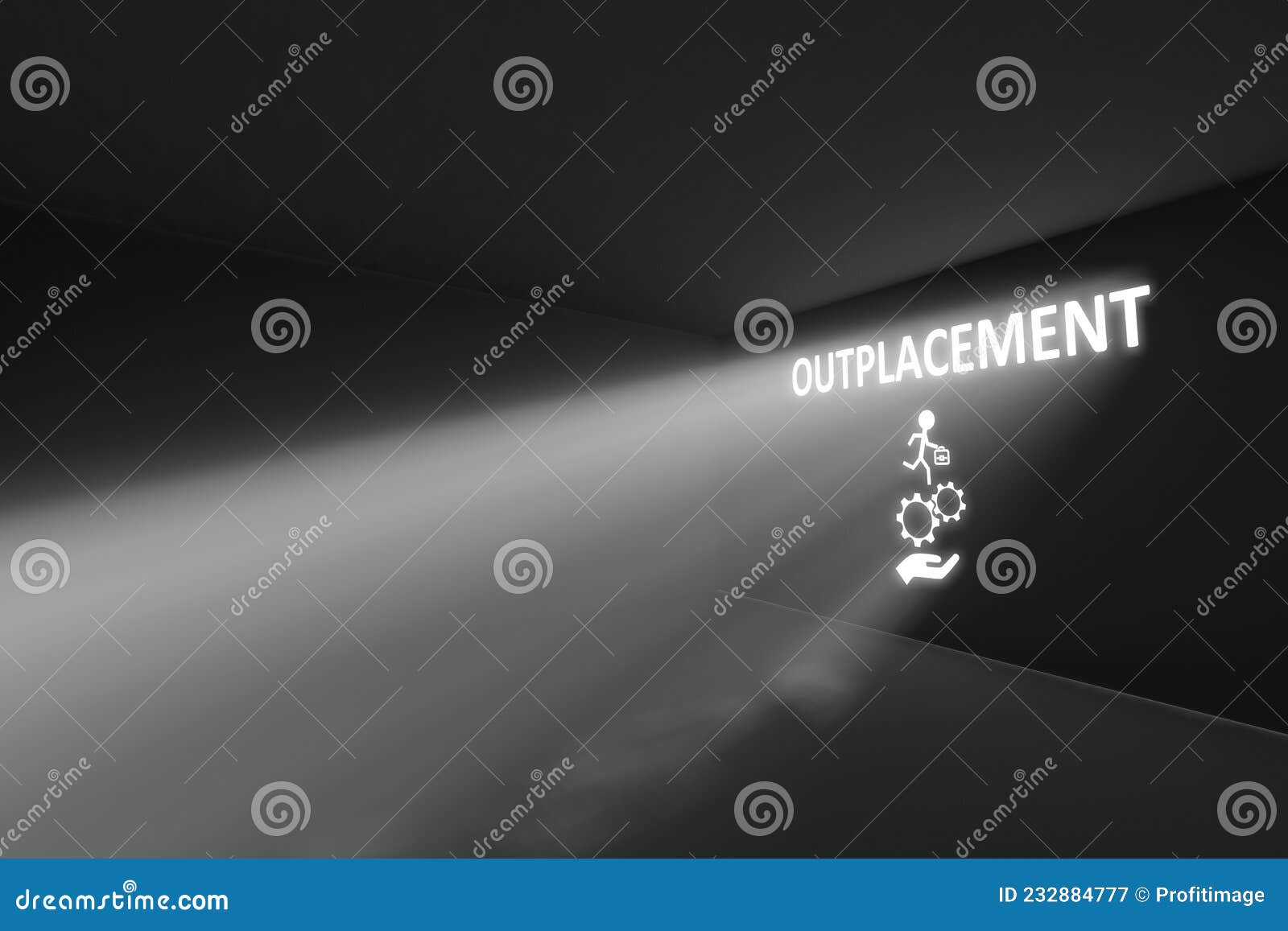 OUTPLACEMENT Concept White Background 3d Royalty-Free Cartoon ...