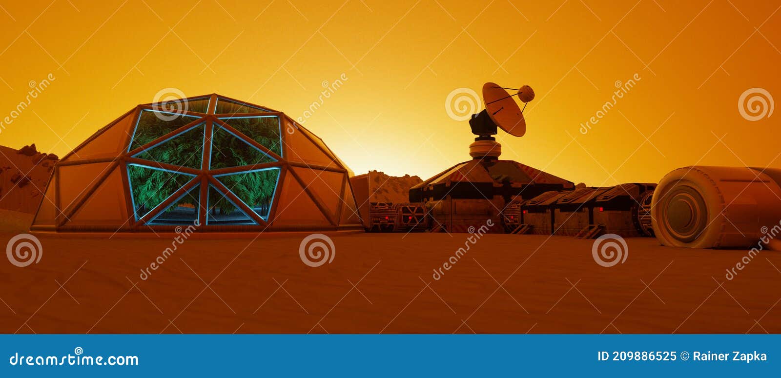 Outpost on the Red Planet Mars 3d Rendering Stock Illustration ...