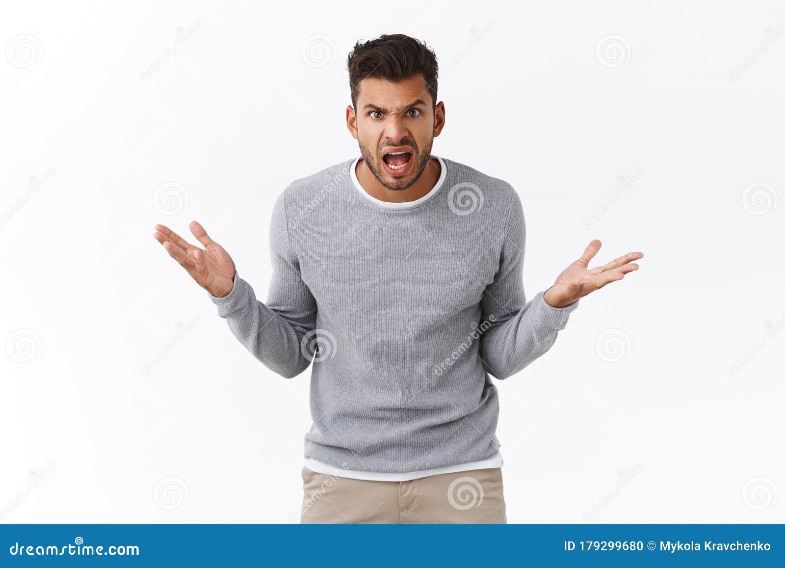 Outraged Bothered Handsome Bearded Guy Having Argument, Fed Up and ...