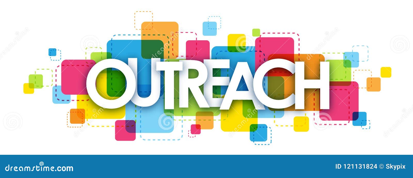 OUTREACH Banner on Colorful Squares Background Stock Vector ...