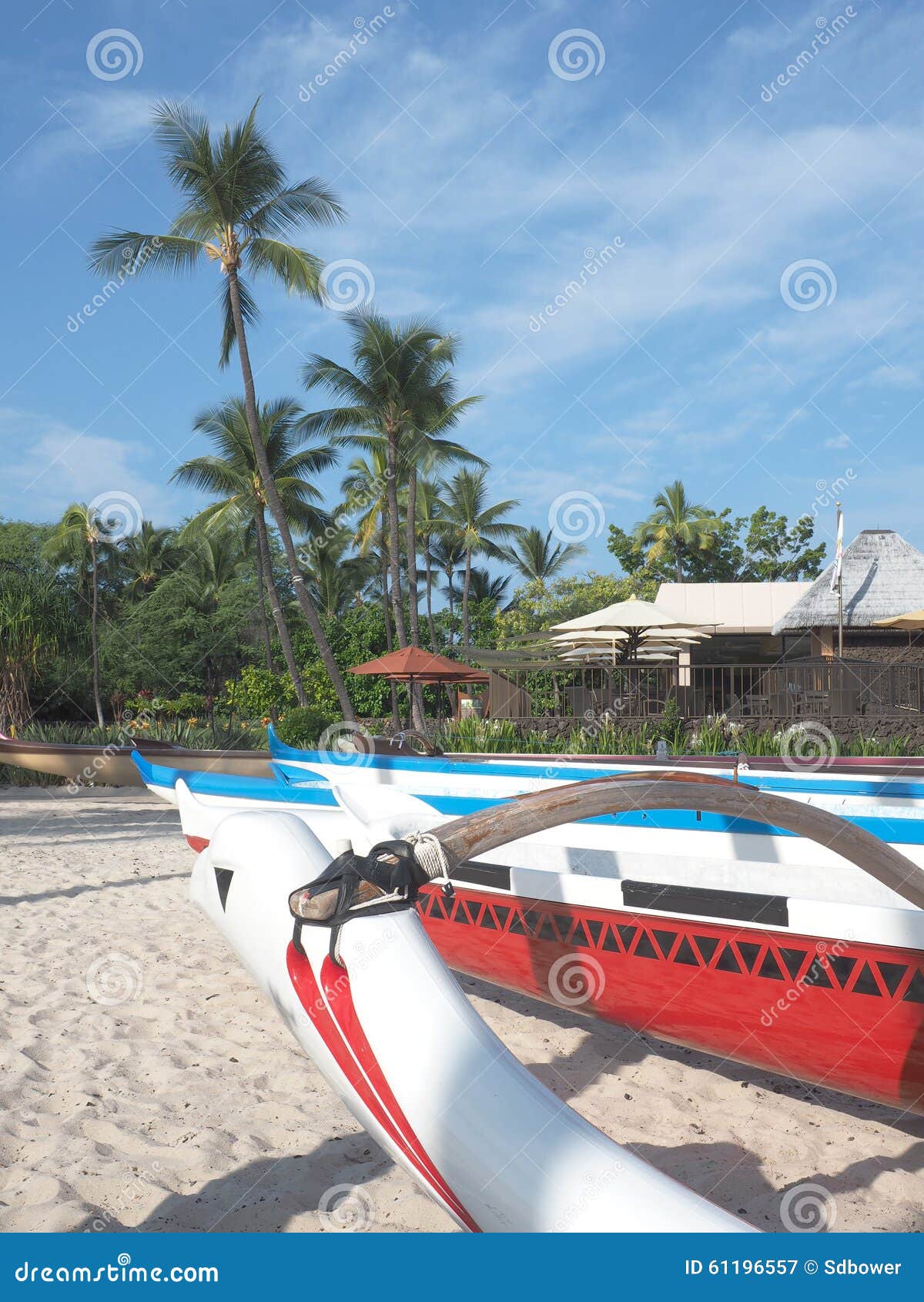Outrigger Canoes on the Resort Beach Stock Image - Image of hawaii ...
