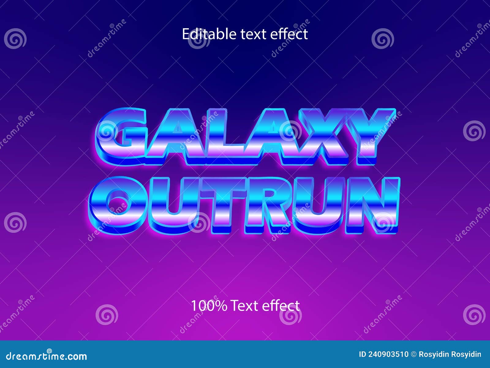 Outrun Retro with Purple Background Text Effect Stock Vector ...