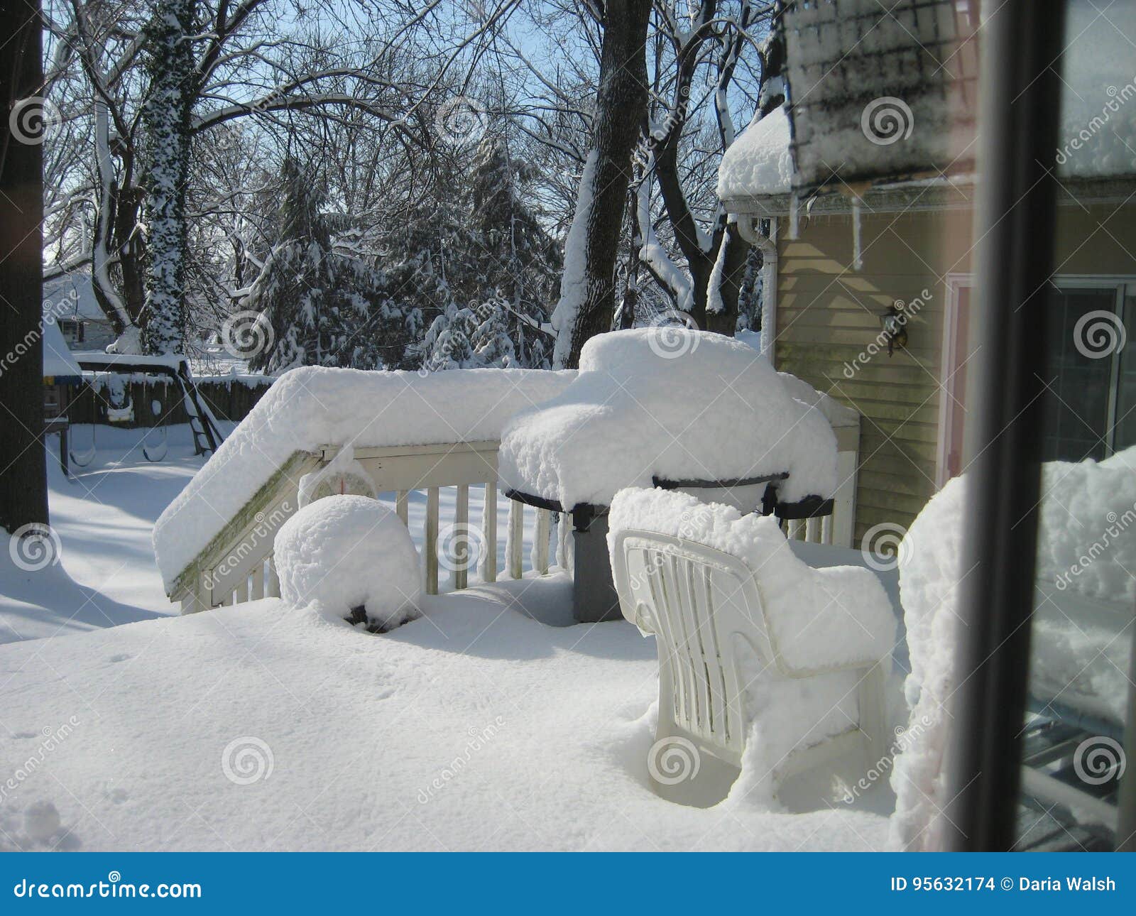 Outside Back Deck of House after Snowstorm Stock Photo - Image of snow ...