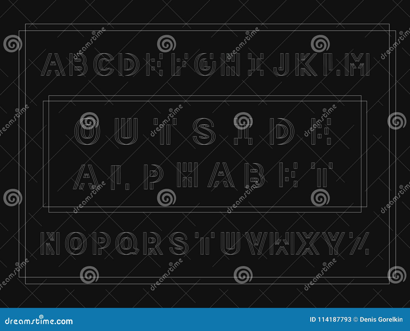 Outside Bold Font. Vector Alphabet Stock Vector - Illustration of ...