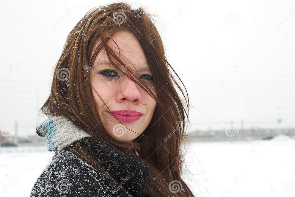 Outside on a Cold Windy Day Stock Image - Image of hair, gaze: 473893
