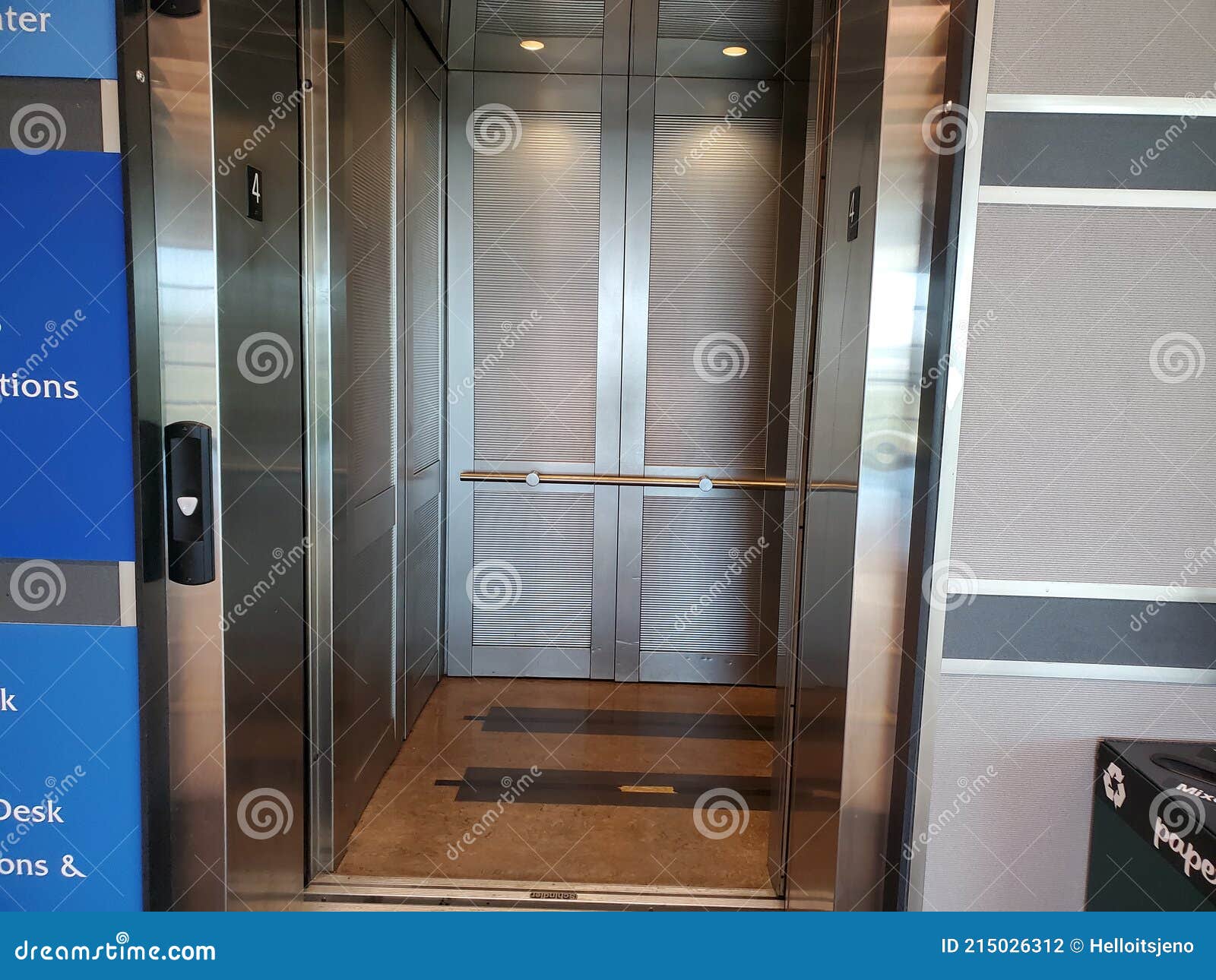 Outside of an Elevator with Metal Walls Stock Photo - Image of outside ...